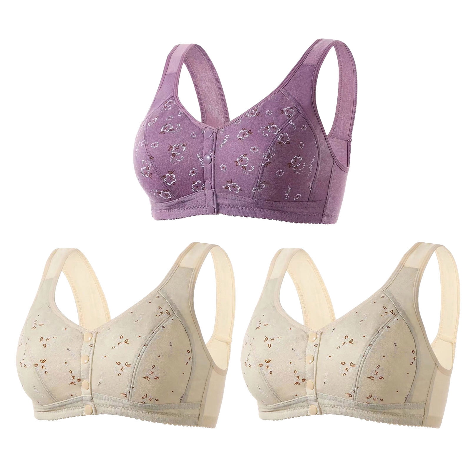 SMihono 3 Pack Daisy Bras for Women Plus Size Bras Front Closure Bras ...