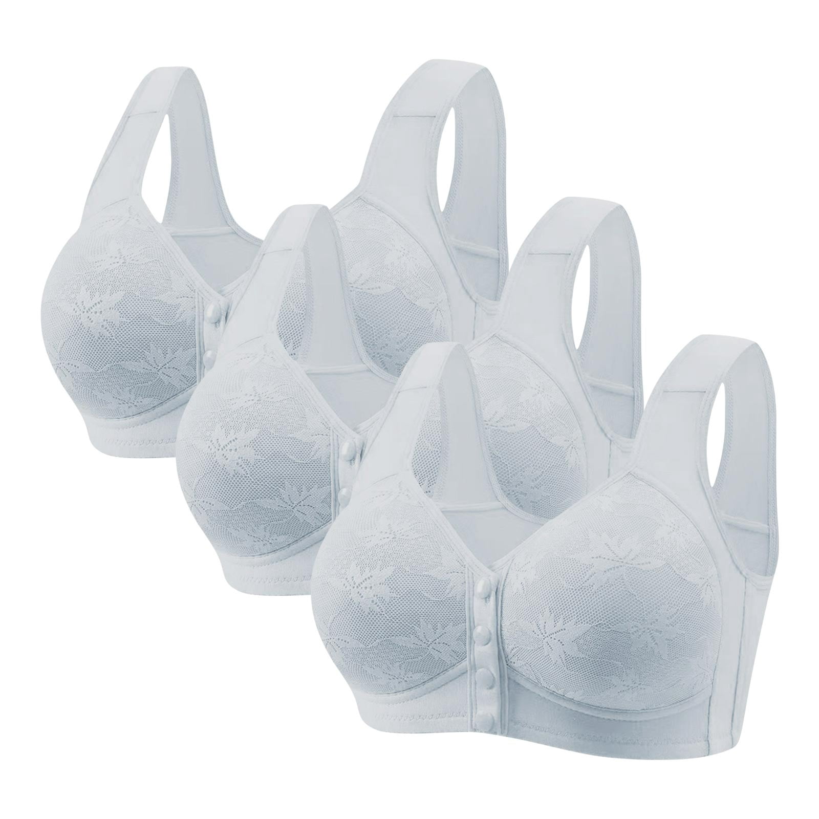 SMihono 3PCS Daisy Bras for Older Women Front Closure Convenient ...