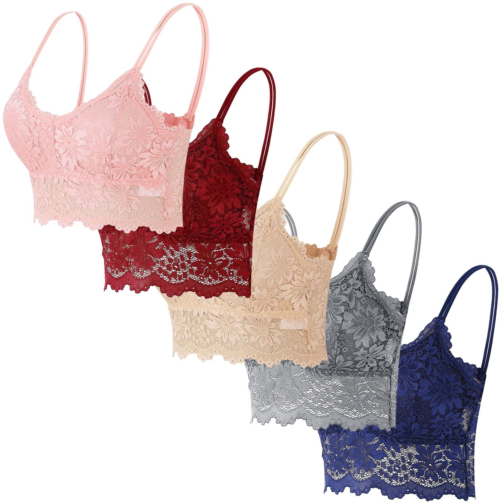 SMihono 5 Pack Women's Lace Camisole Bralettes, Summer Slim Basic Cami ...