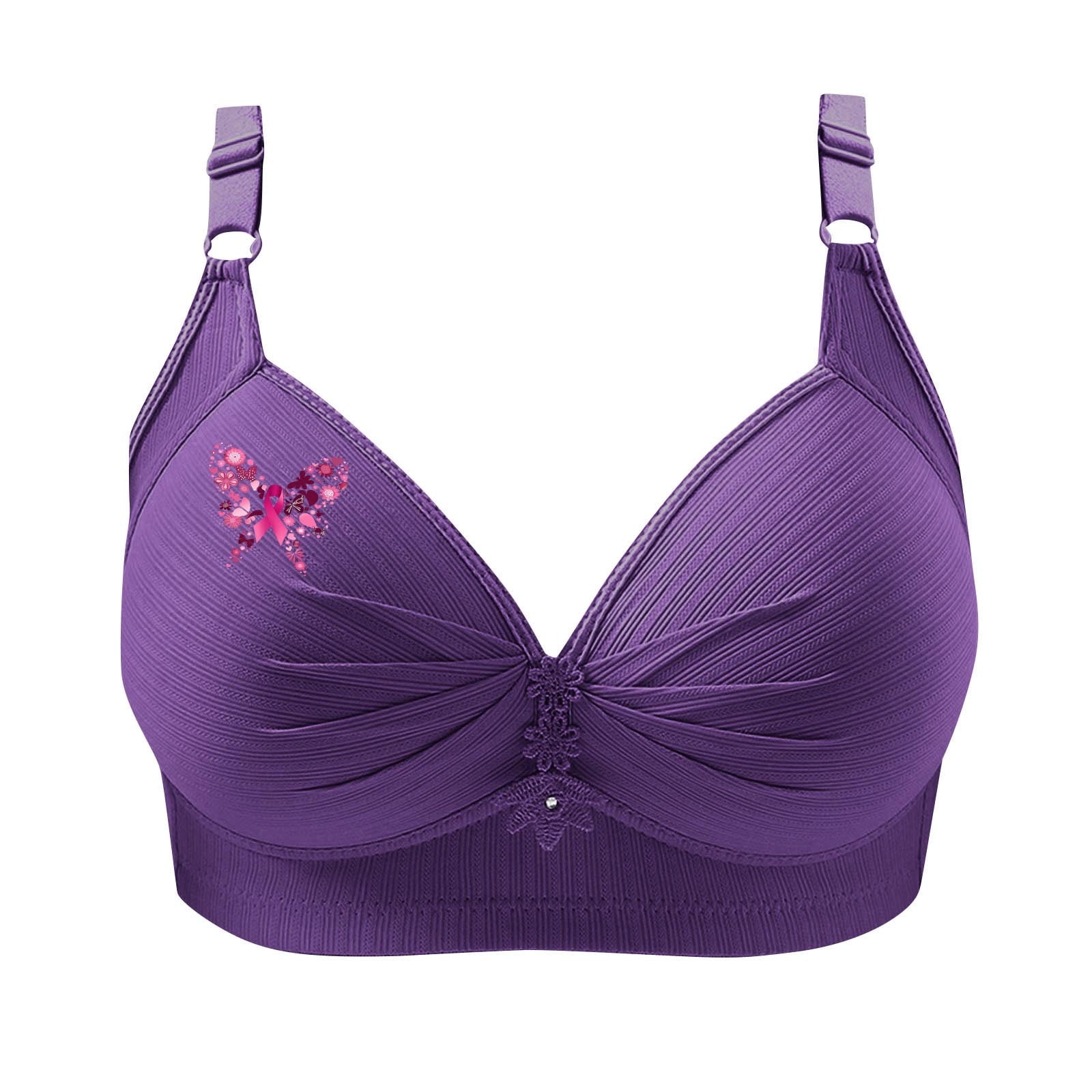 SMihono Breast Cancer Bras for Women Sexy V Neck No Underwire Full ...