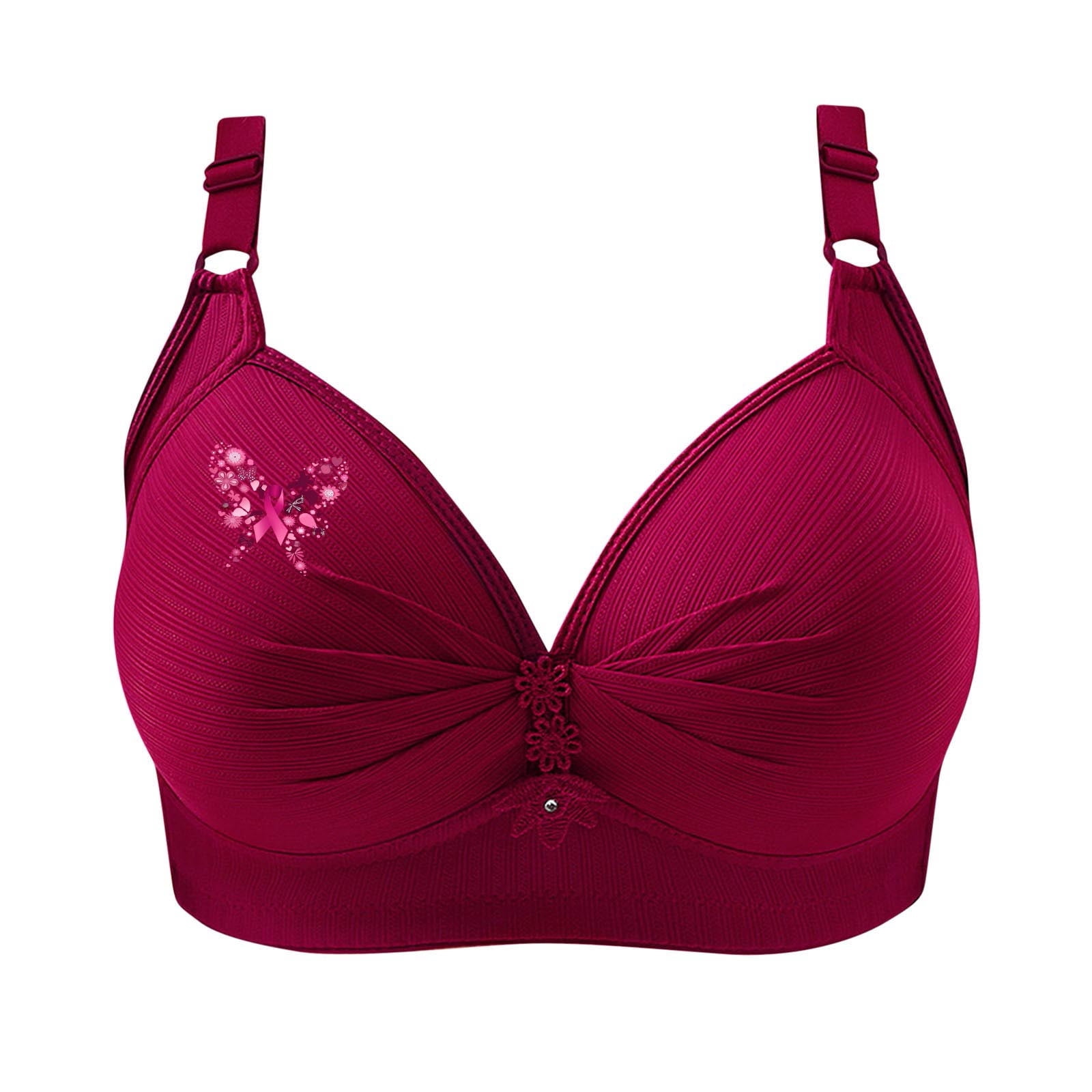 SMihono Breast Cancer Bras for Women Sexy V Neck No Underwire Full ...