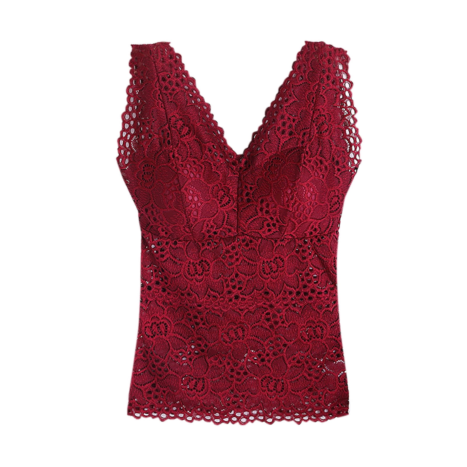 SMihono Built In Bra Padded Tank Tops for Women Sexy Lace Flower Top ...