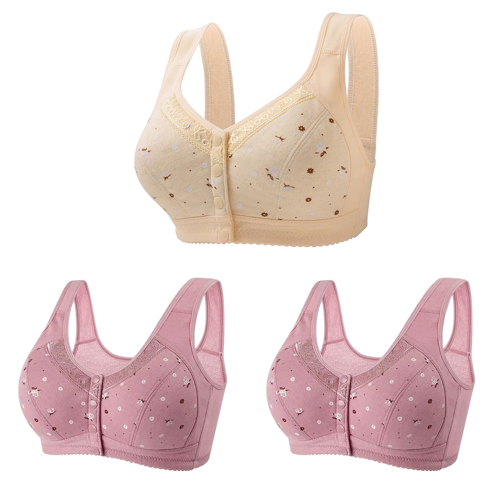 SMihono Daisy Bra for Seniors Front Closure Comfy Bras for Older Women ...