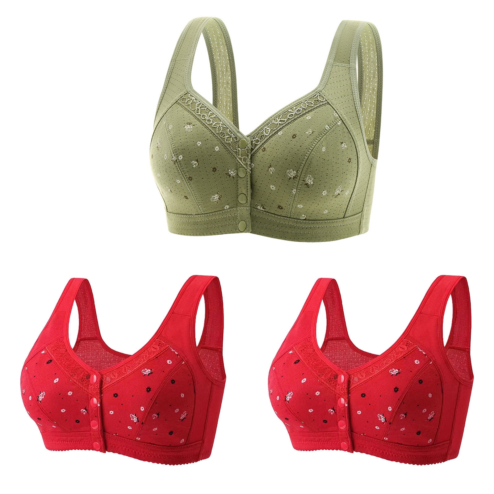SMihono Deals 3 Pack Daisy Bras for Older Women Comfy No Underwire ...
