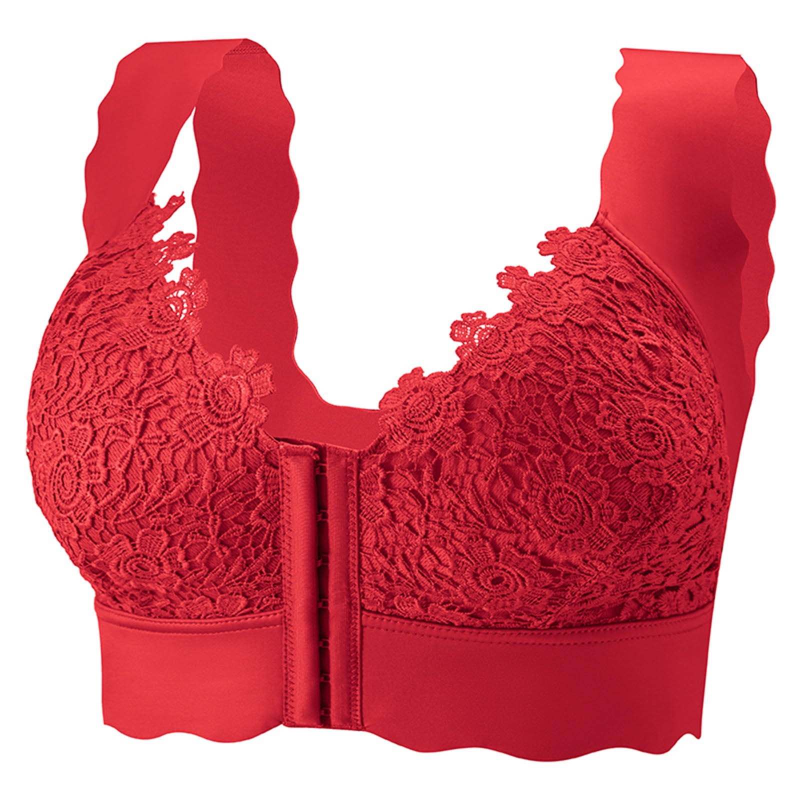 SMihono Deals Lace Padded No Underwire Comfort Push Up Bra with Zip ...