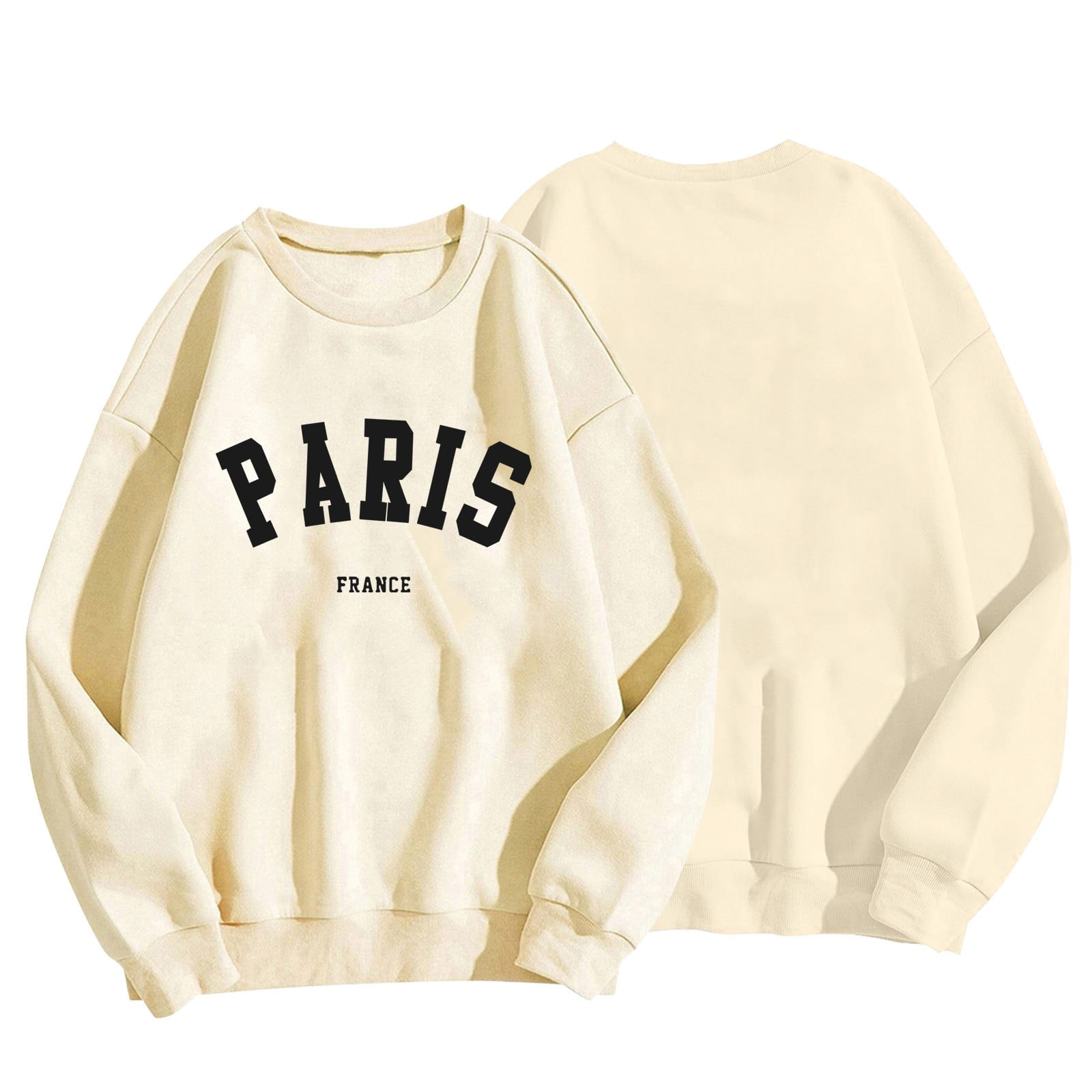 SMihono Fashion Paris Letter Print Sweatshirt for Women Oversized ...