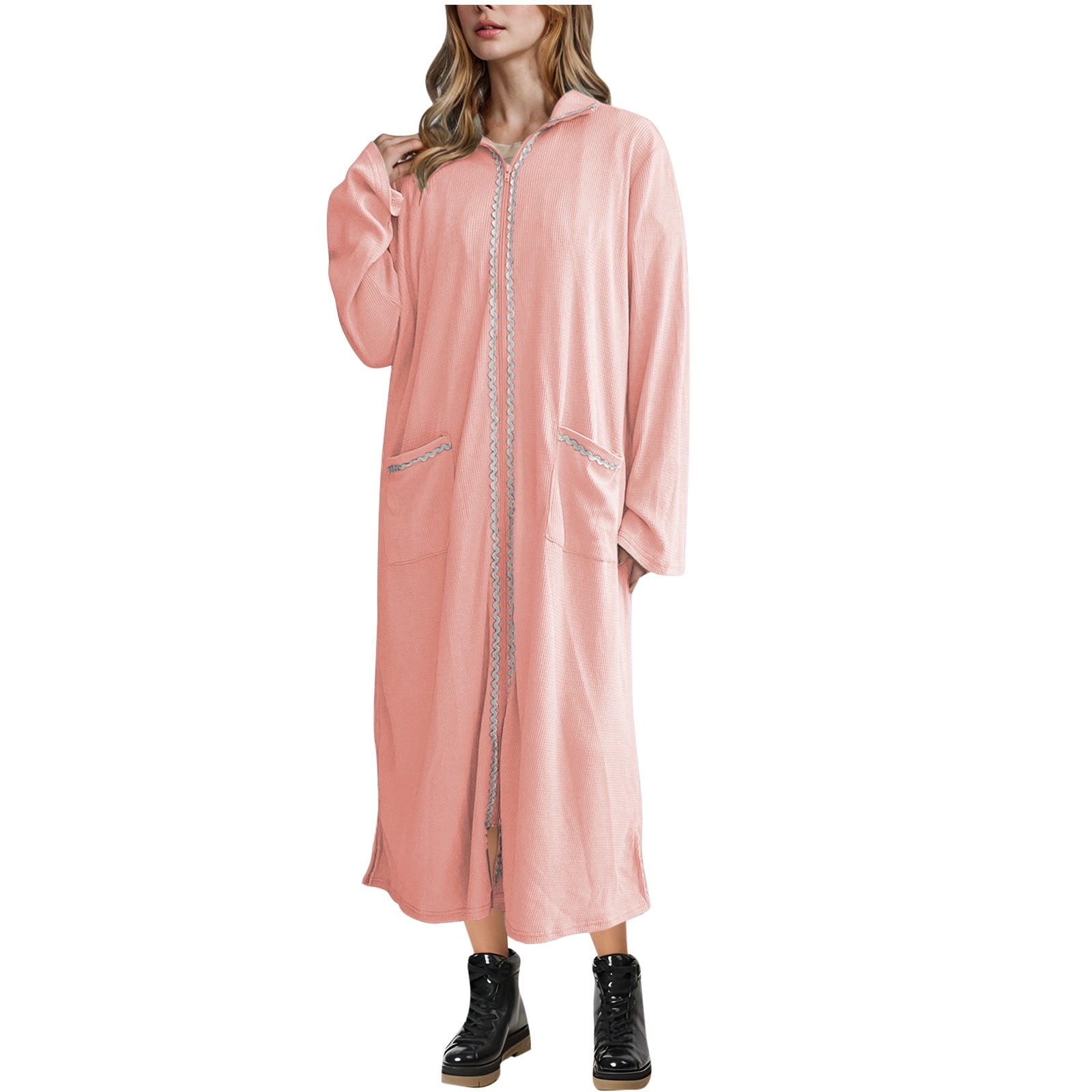 SMihono Deals Women's Long Quilted Robe Dress, Zipper Robe with Long ...