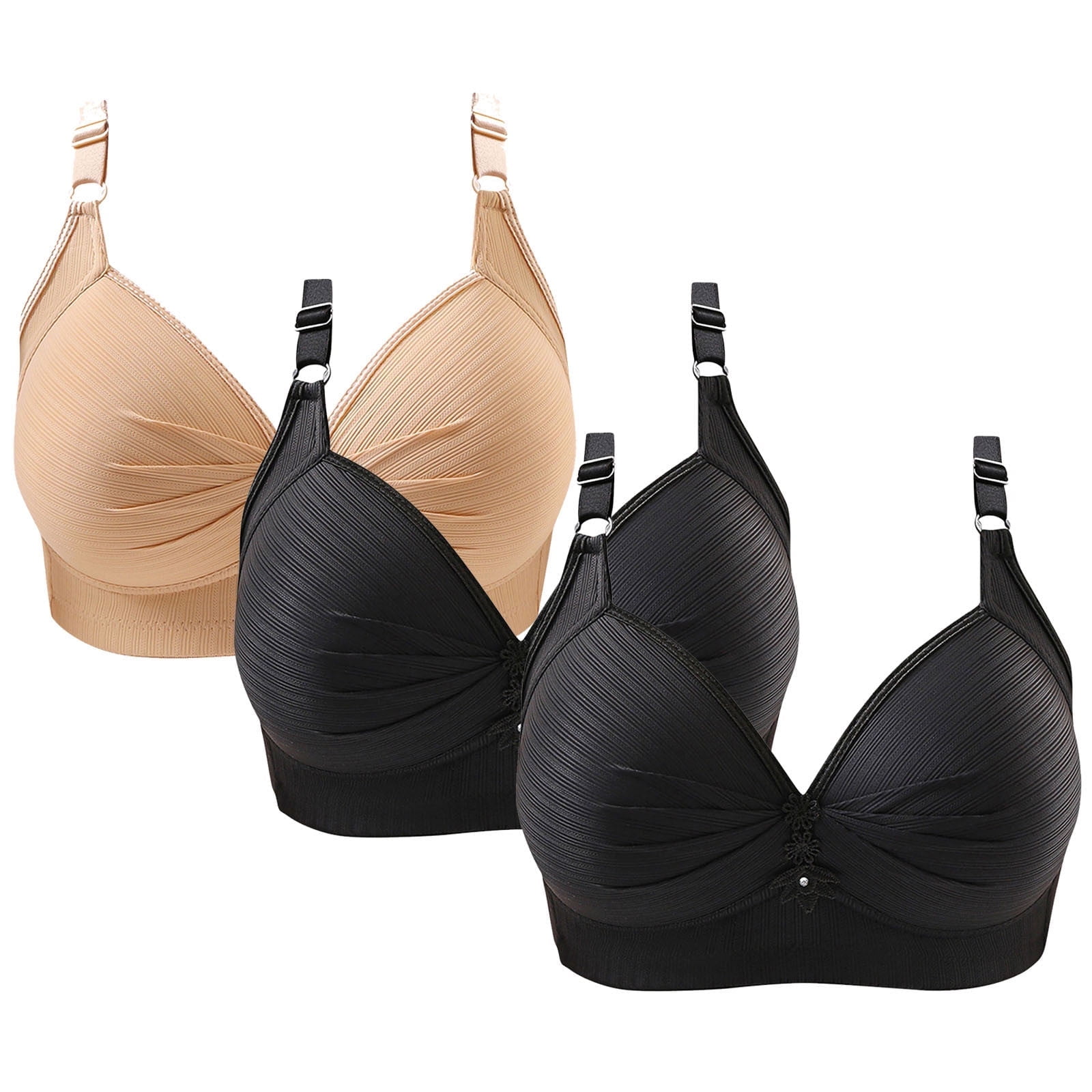 SMihono Fashion Womens 3 Pack Bras Sagging Breasts Zip Front Push Up ...