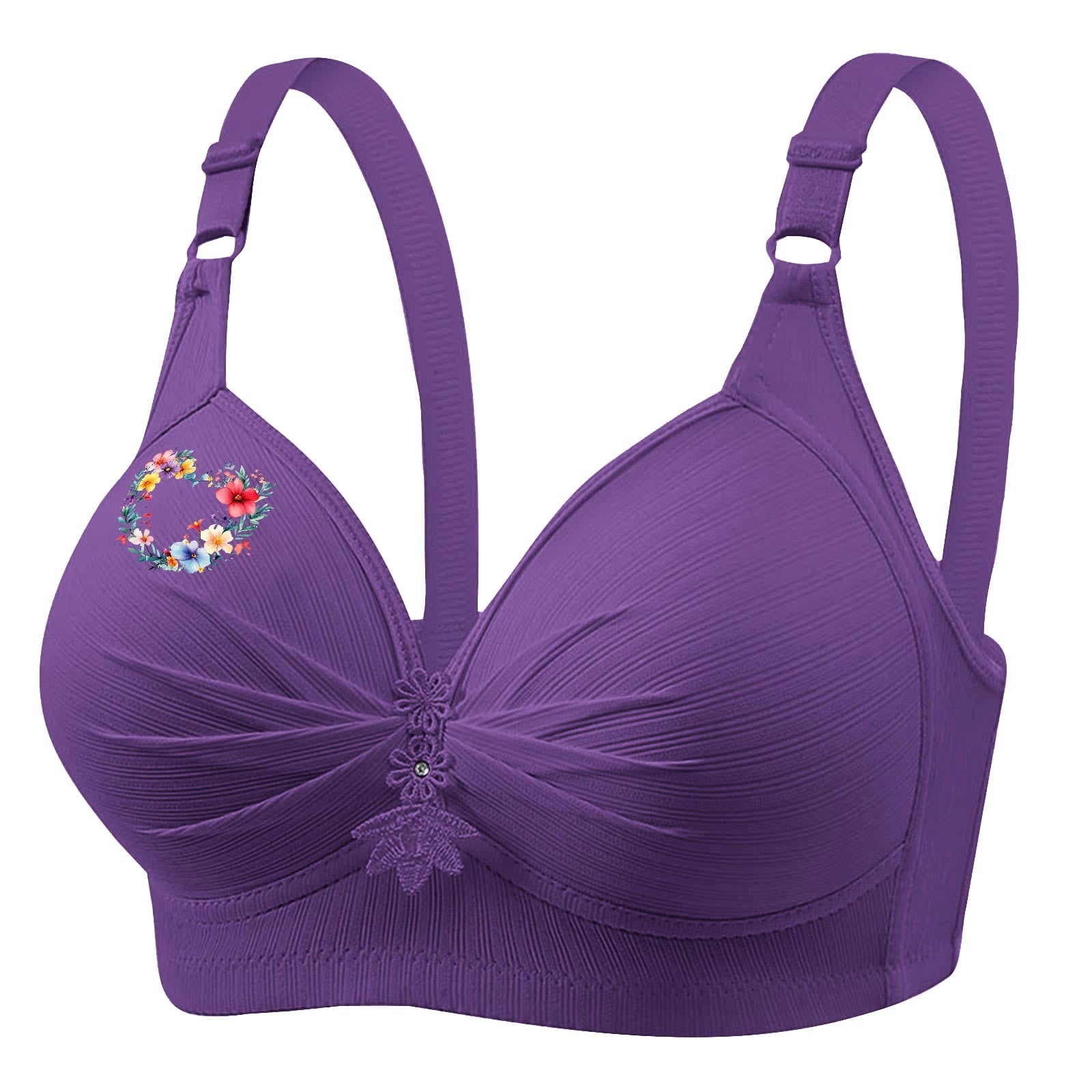 SMihono Floral Bras for Women Comfortable Push Up Wireless Posture ...