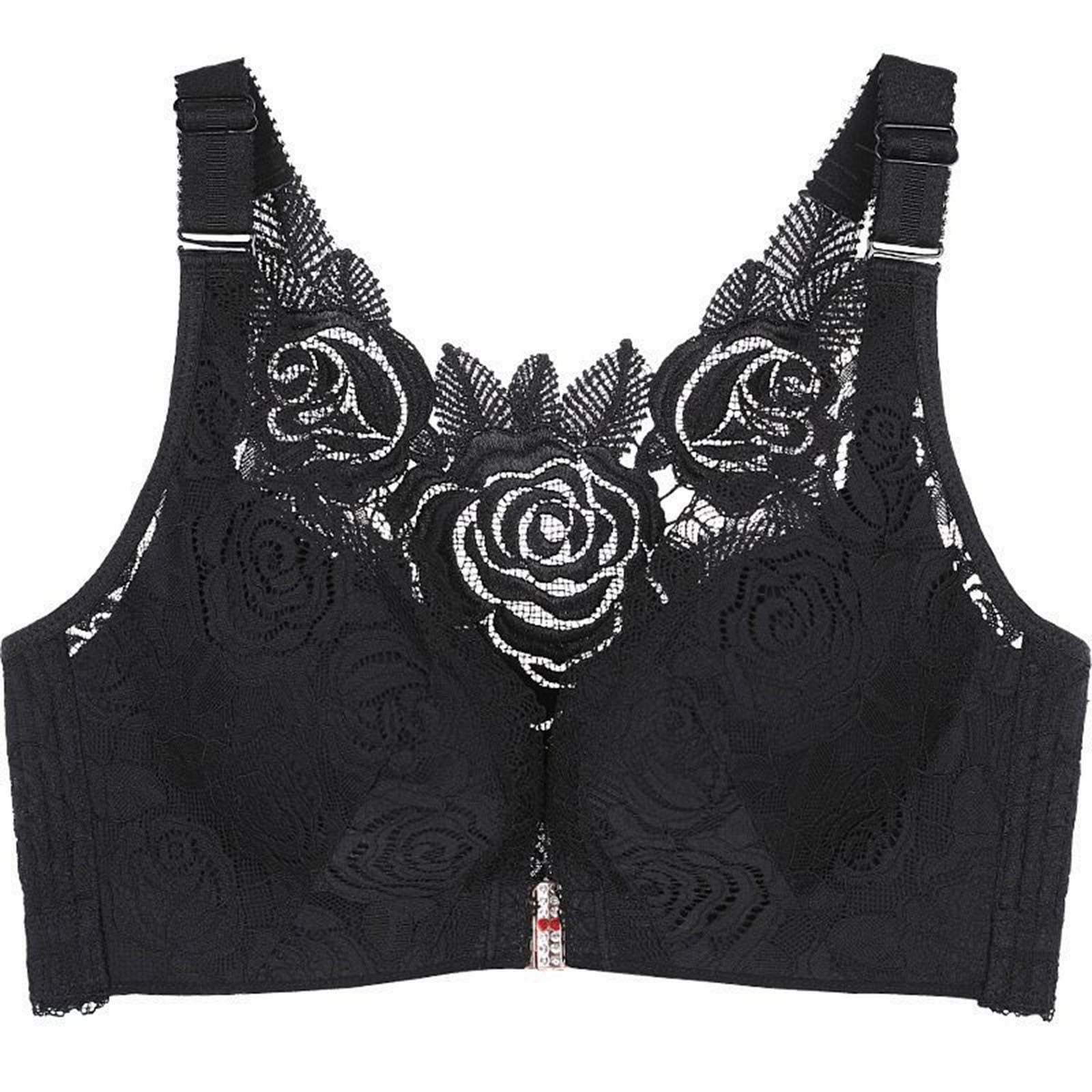 SMihono Floral Trendy Comfort Rose Bra, Front Closure Lace Comfy No ...