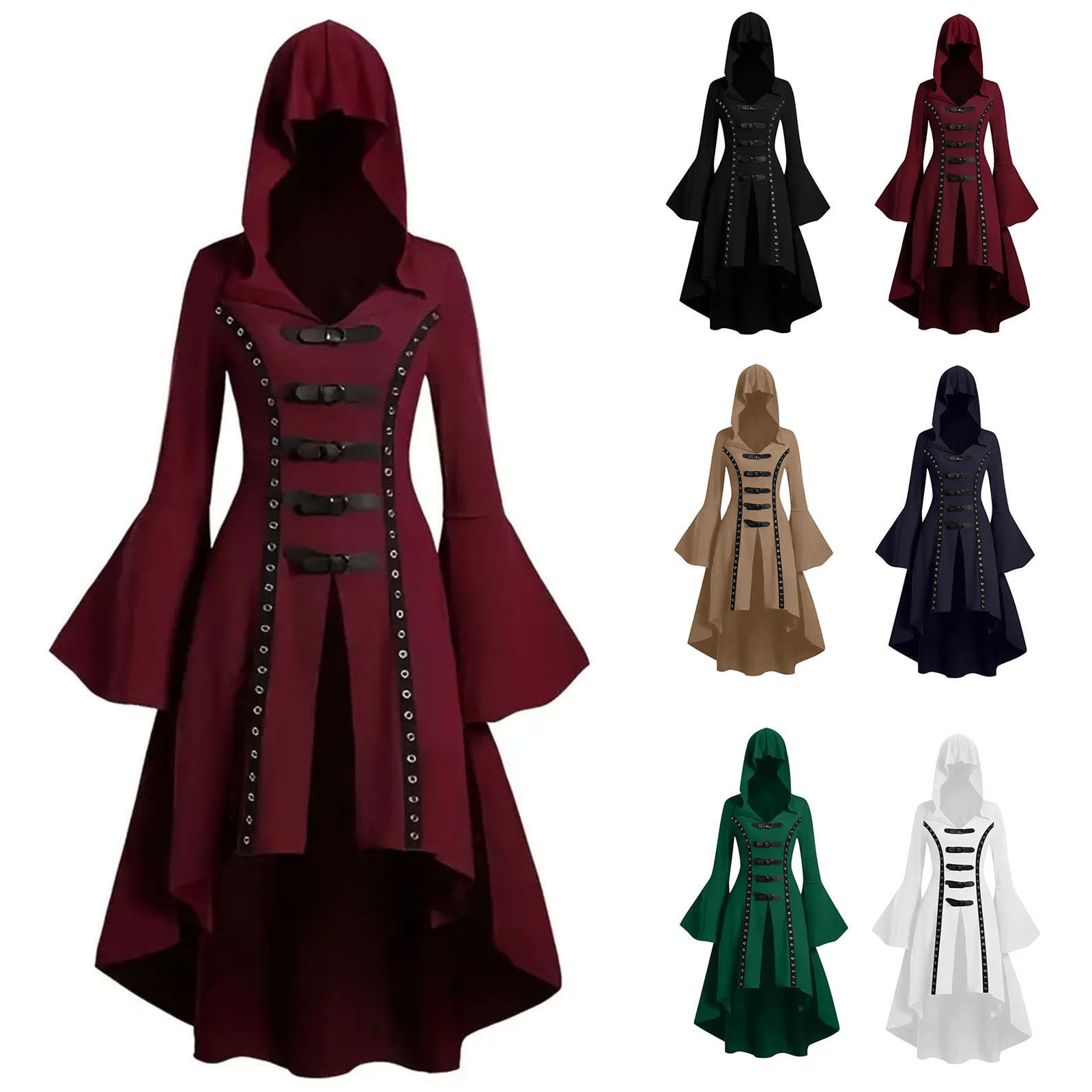 SMihono Halloween Womens Gothic Cloak Hooded Tops Plus Size Renaissance ...