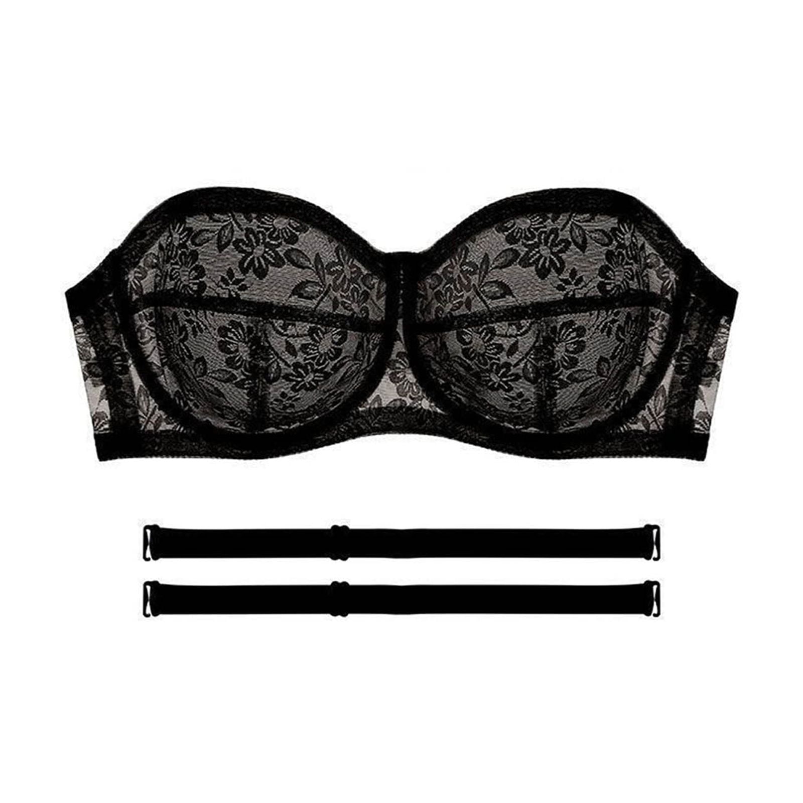 SMihono Plus Size Women Bras Lace Sheer Sexy Underwear Strapless Bra Underwire Brassiere ...