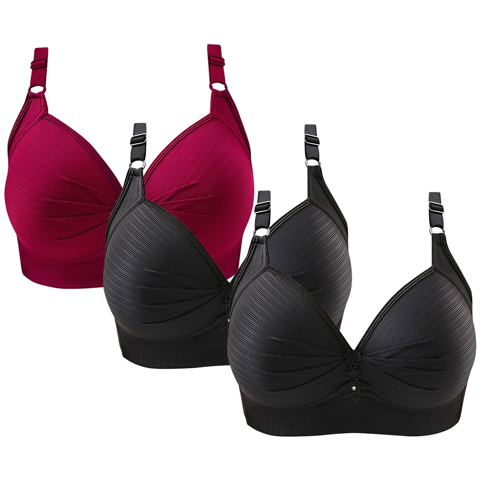 SMihono Stylish Womens 3 Pack Bras Sagging Breasts Zip Front Push Up ...