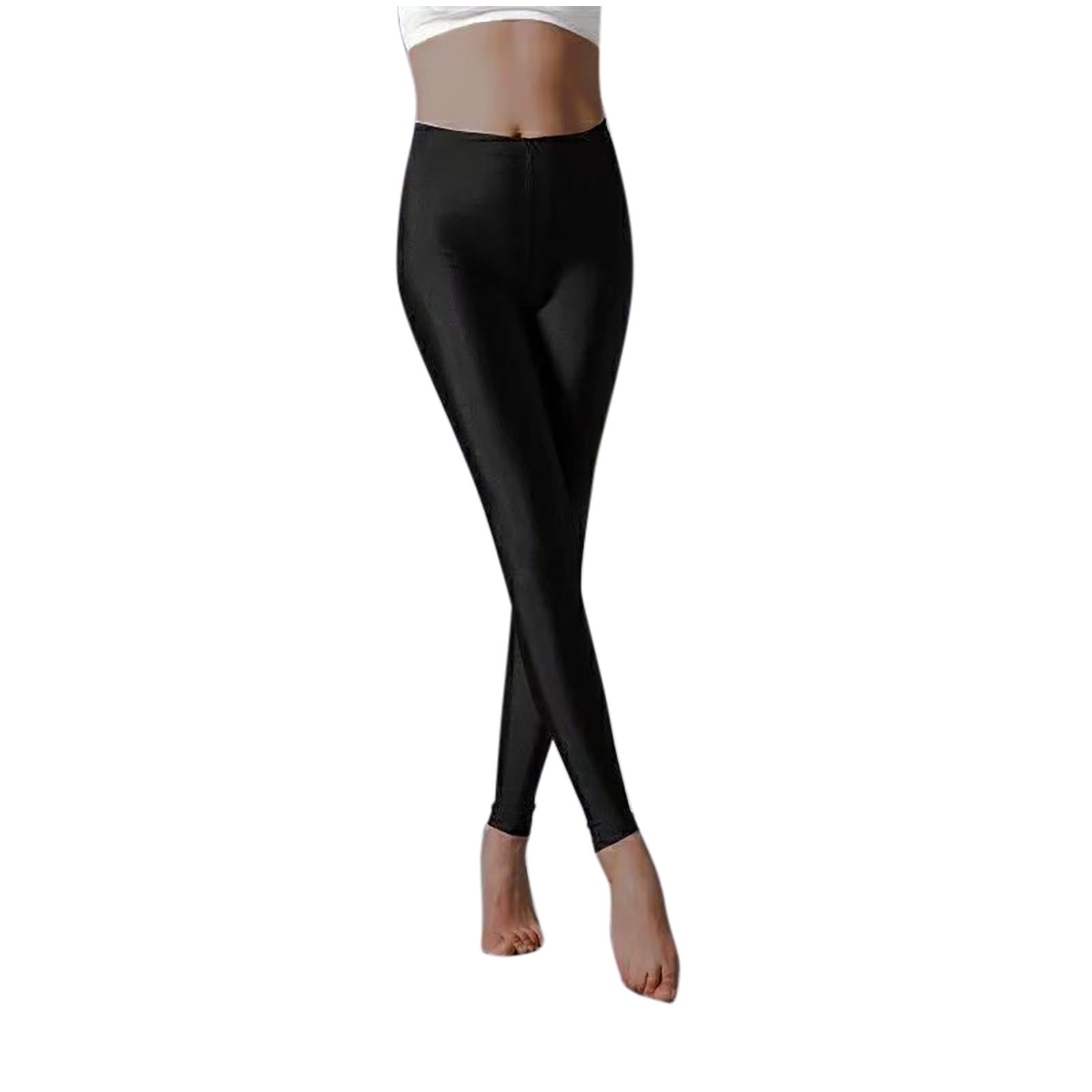 SMihono Shiny Leggings High Waist Neon Leggings Elastic Stretch Skinny ...