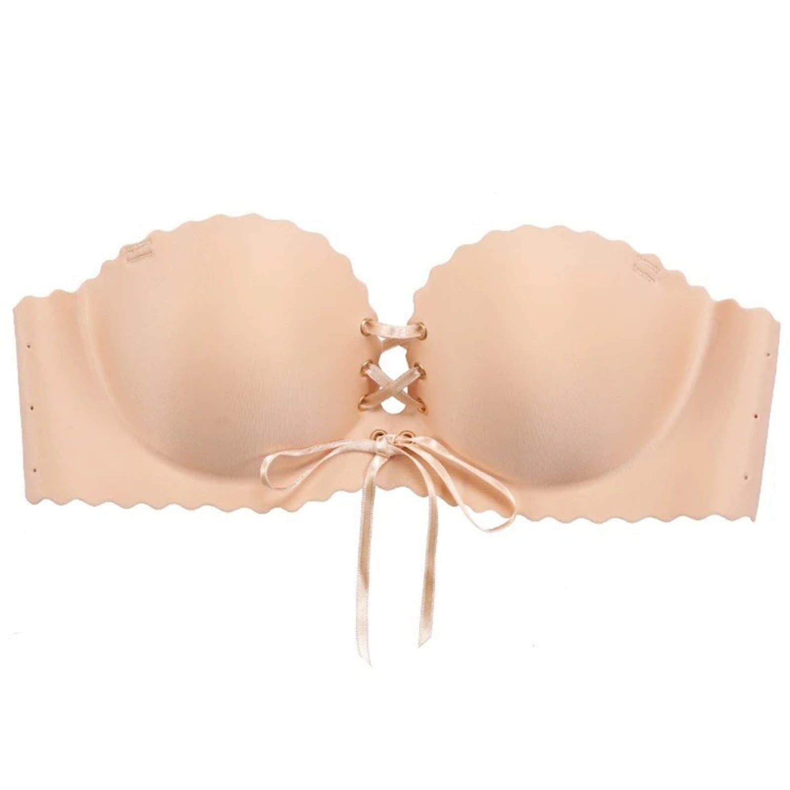 SMihono Strapless Bras for Women Front Tie Back Closure Push Up ...