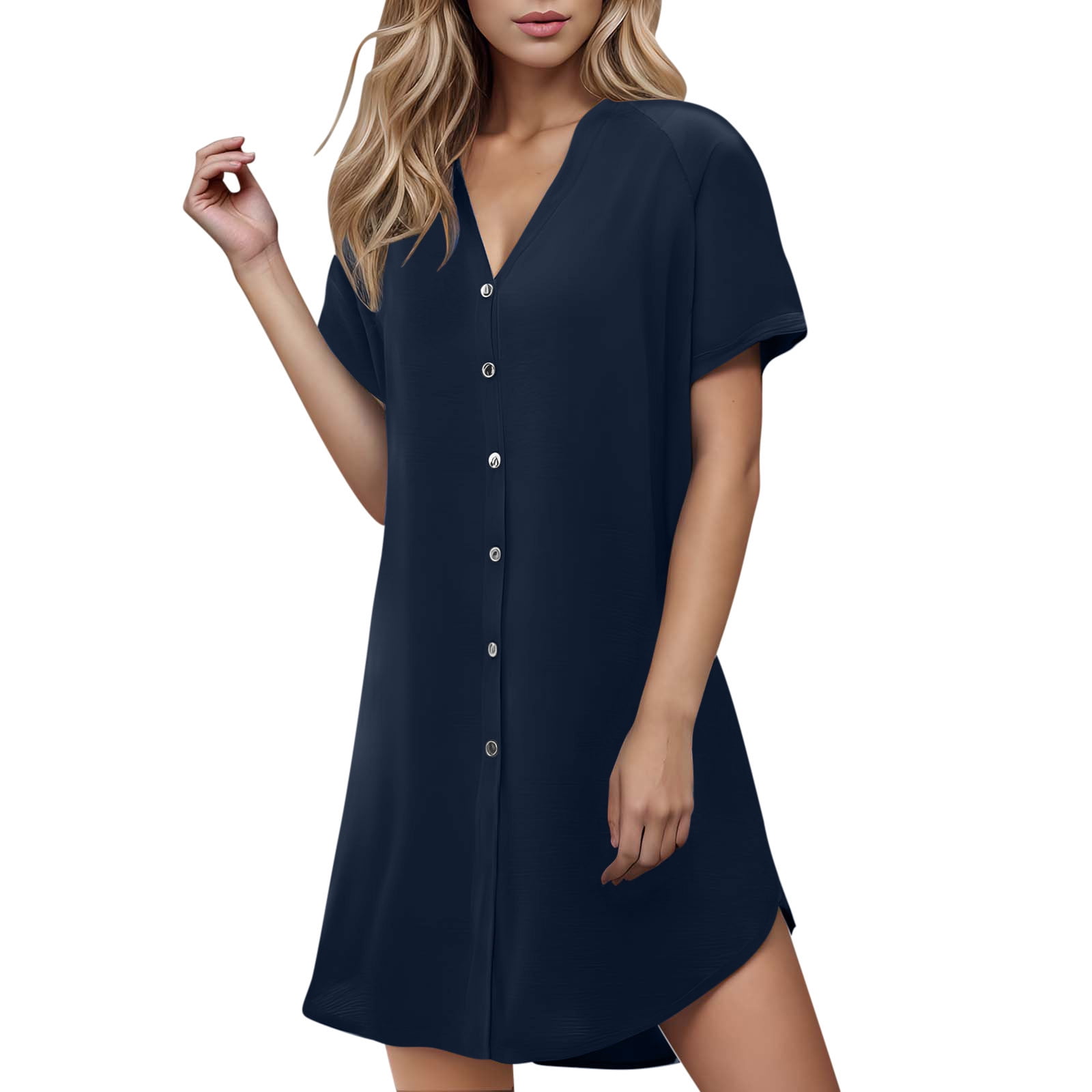 SMihono Summer Dresses for Women 2025,Button Down Shift Dresses Beach ...