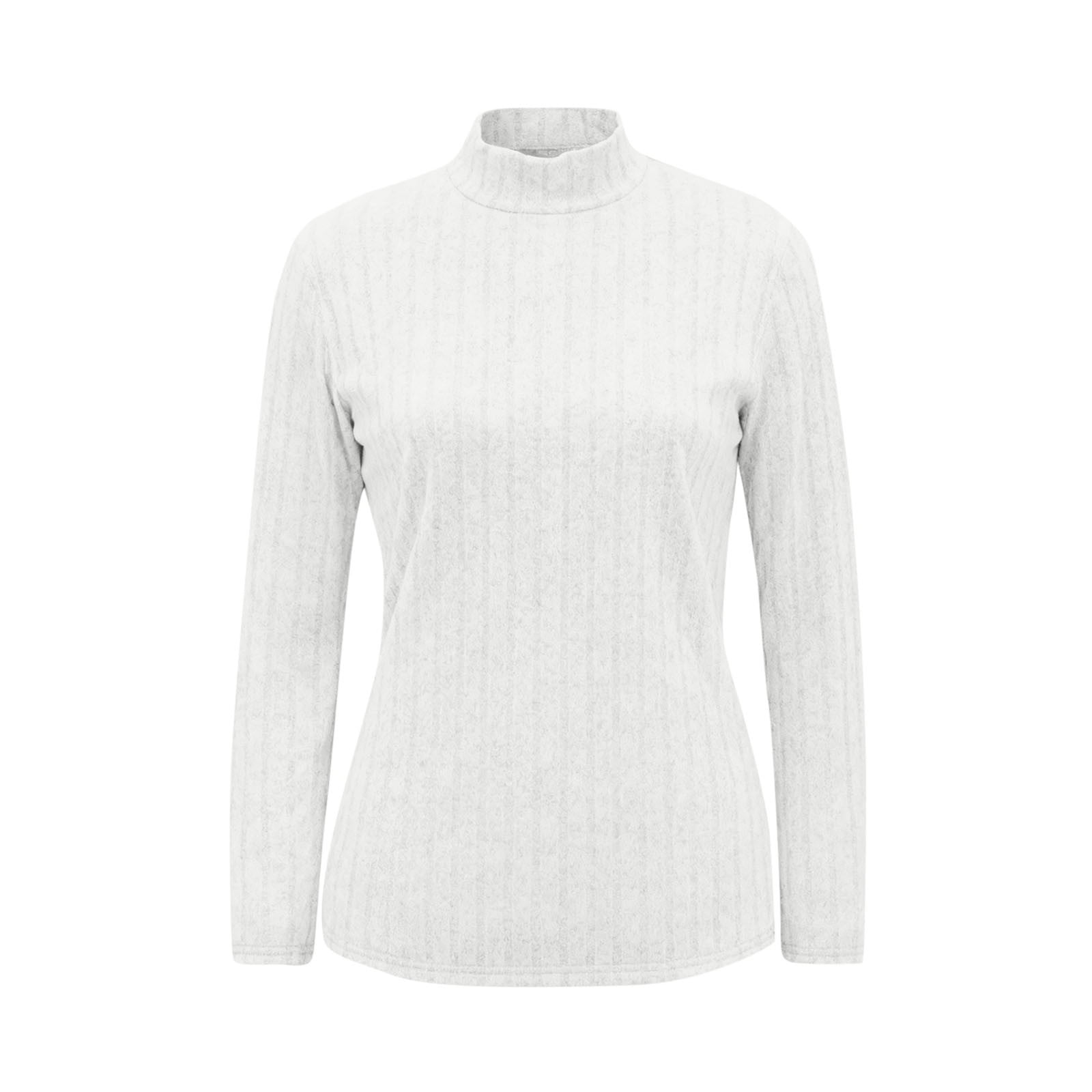 SMihono Thermal Shirts for Women, Fleece Lined Thermal Layer Mock Neck ...