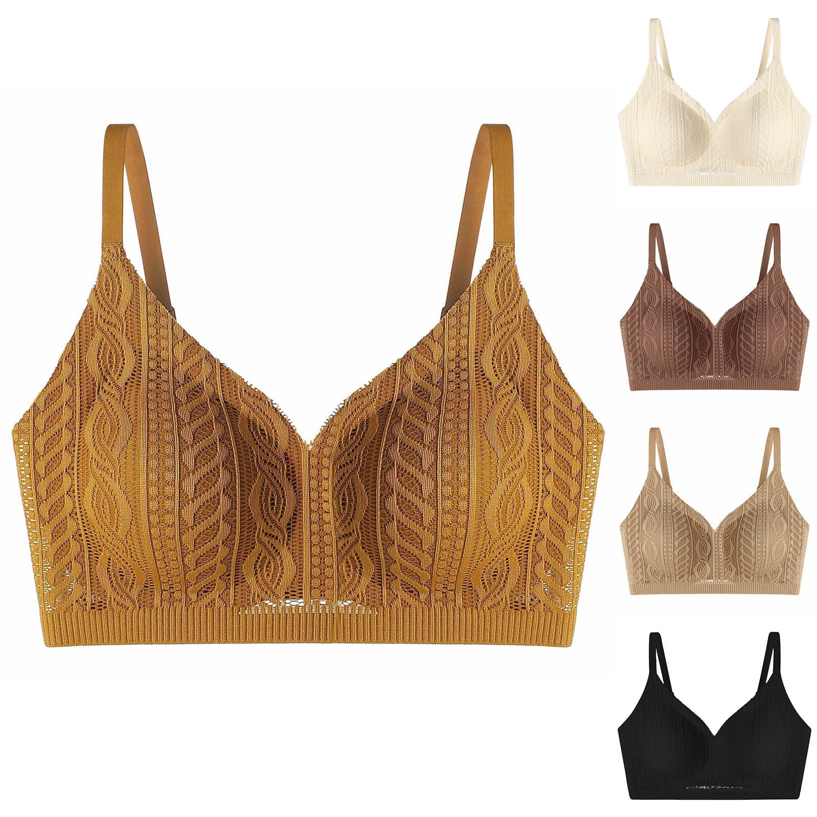 SMihono Wireless Woven Bras for Women Trendy Support Push Up Gathered ...