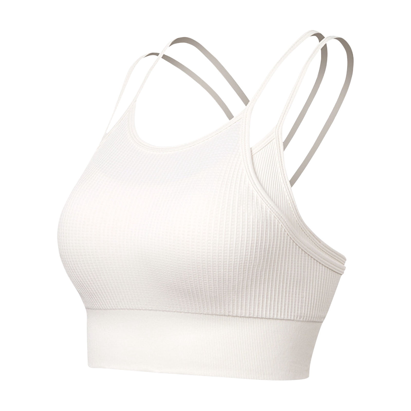 SMihono Women Crisscross Back Sports Bra Padded Racerback Crop Sports ...
