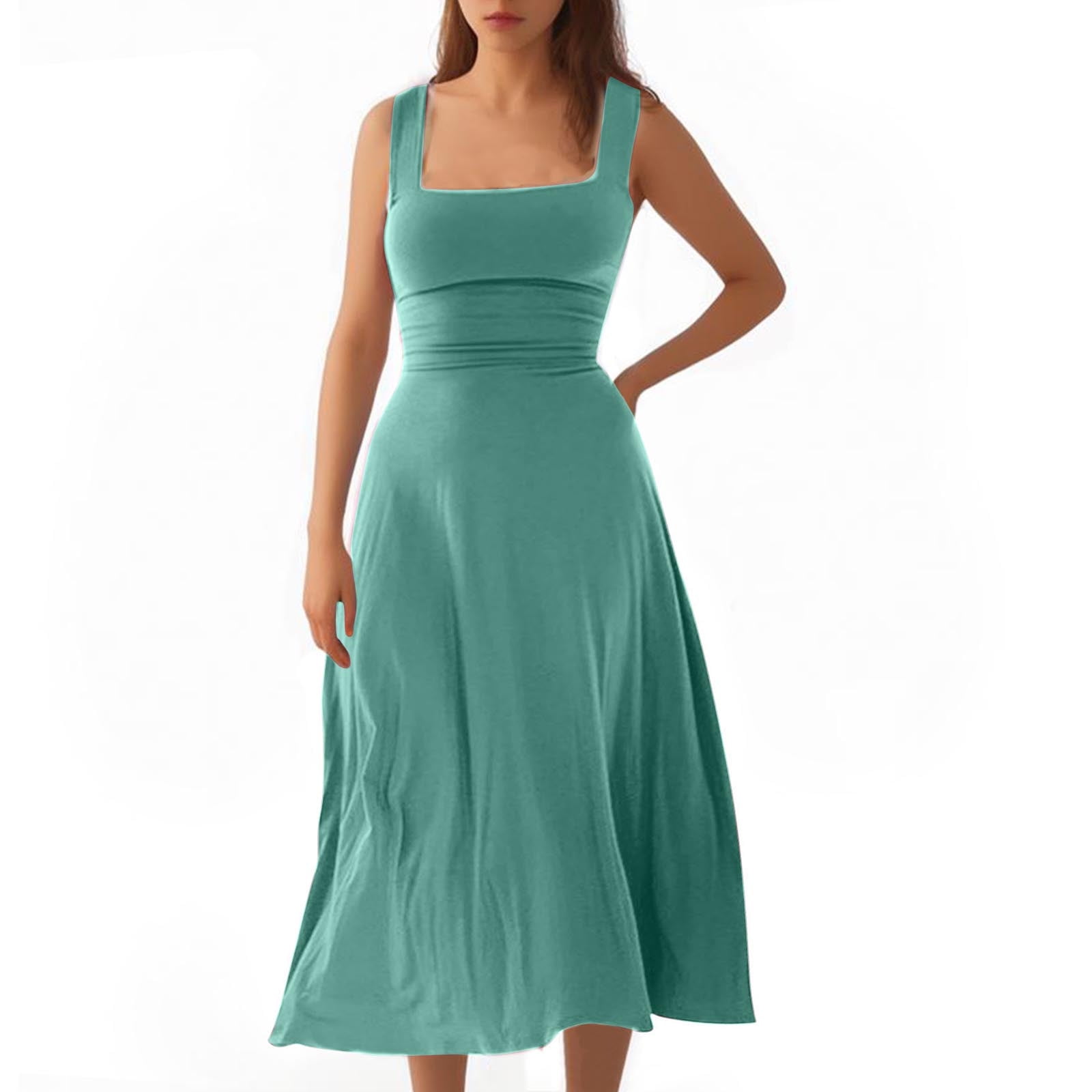 SMihono Women's 2024 Sundresses Casual Summer Elegant Square Neck ...