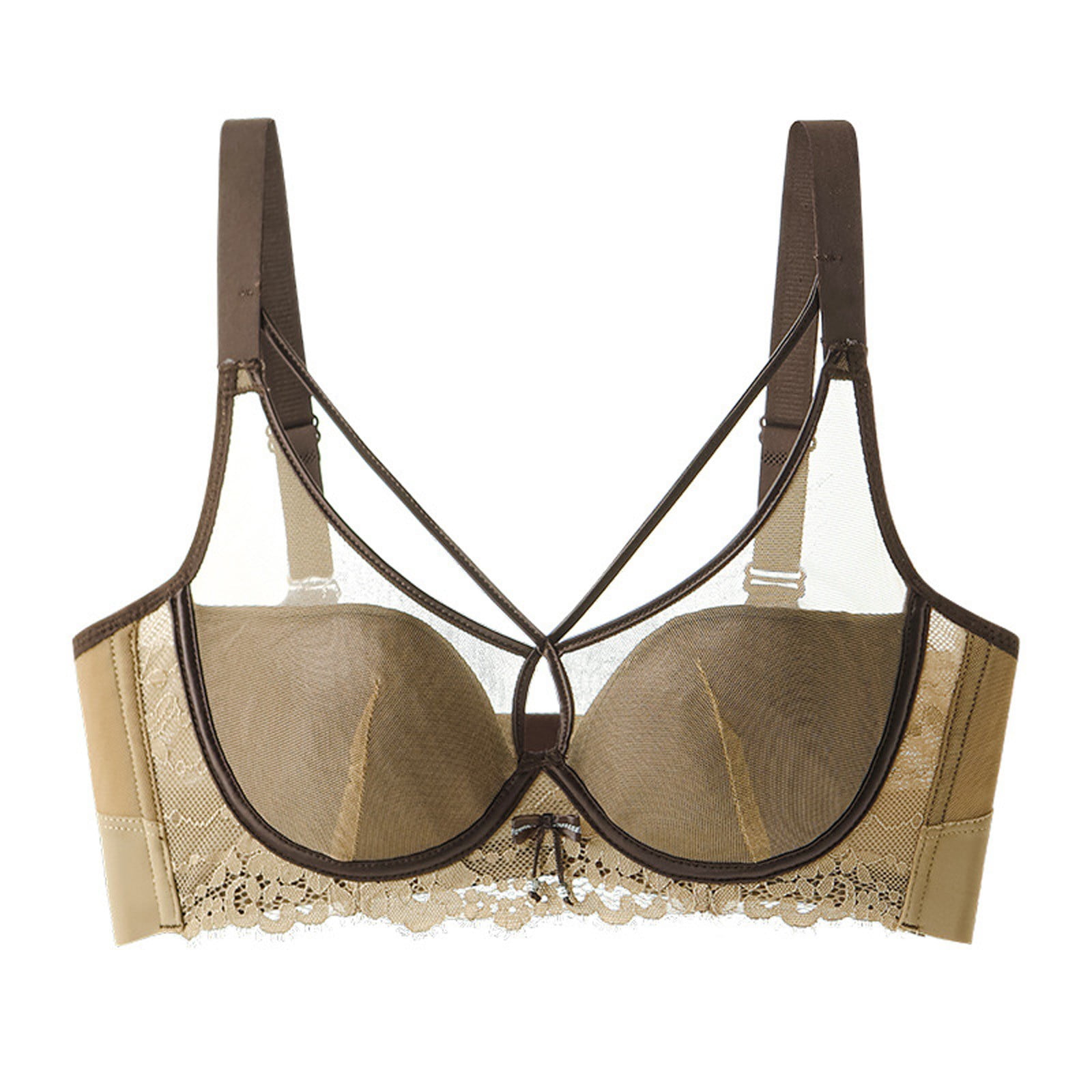 SMihono Women's Sexy Sheer Bra Unlined Underwire Supportive Push Up ...