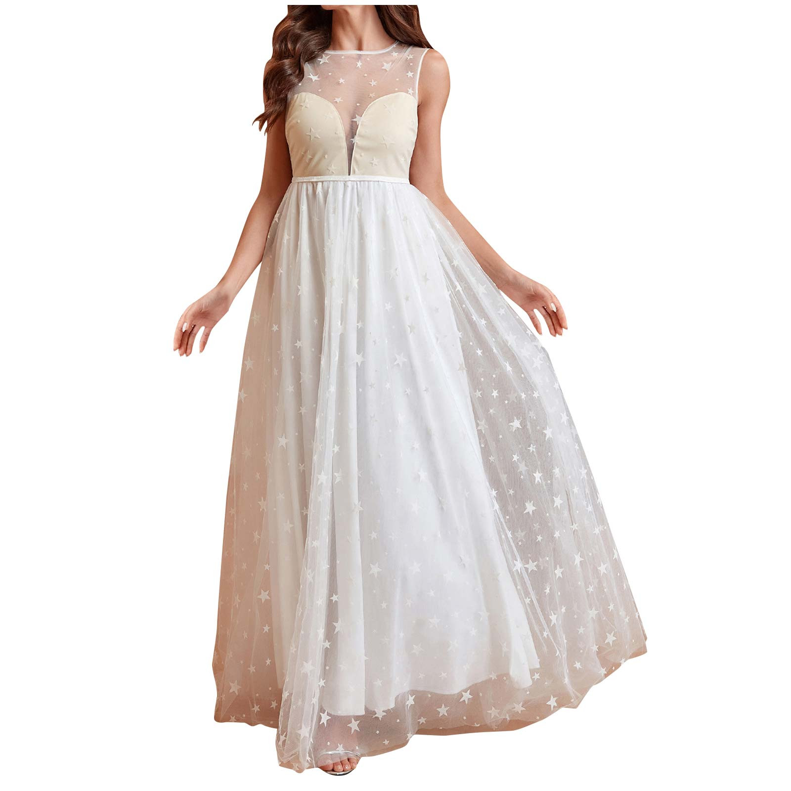 SMihono Women's Summer Mesh Beach Dress Boho Party Big Swing Dress ...