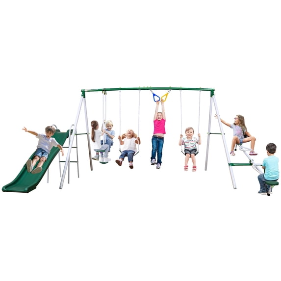 SMkidsport 6-in-1 Outdoor Play Swing Set: Heavy-Duty Metal Playground ...