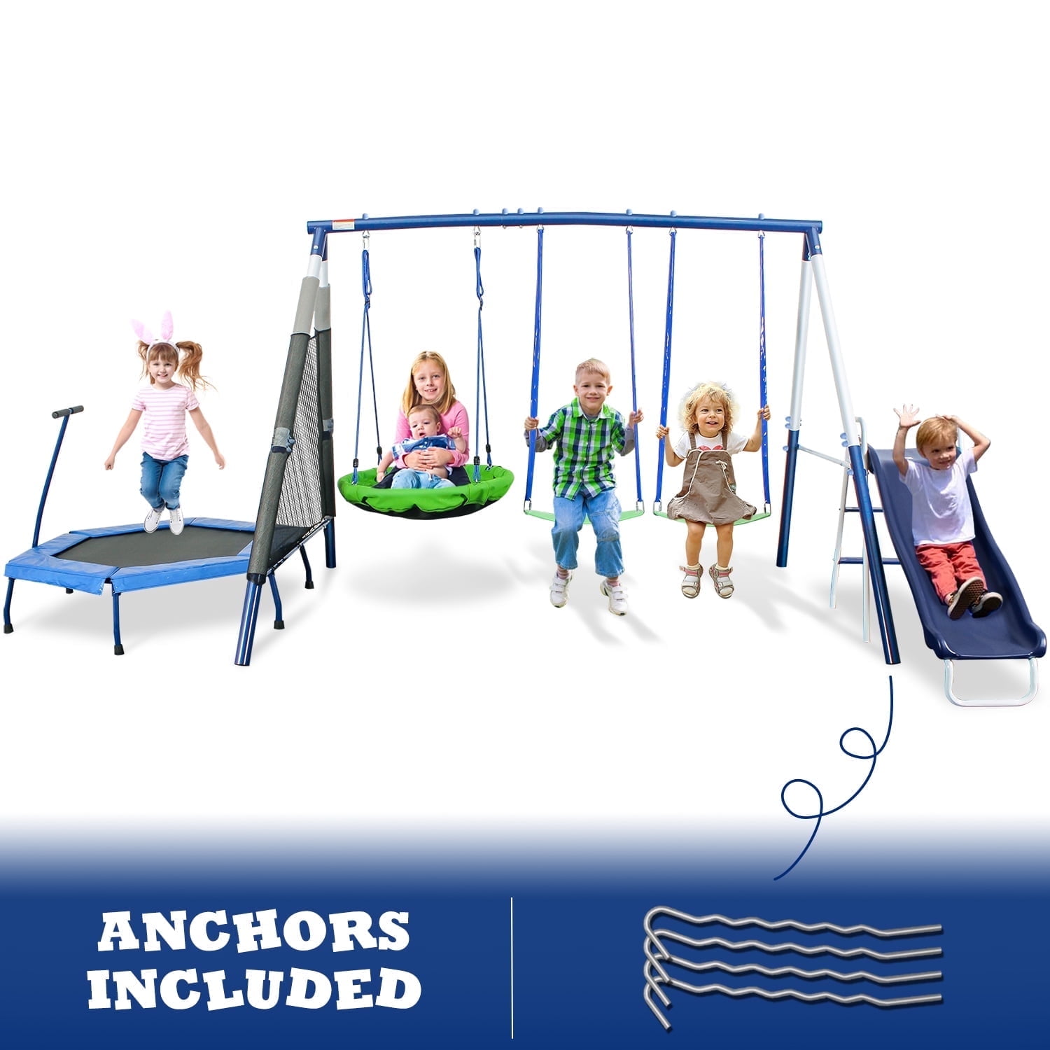 SMkidsport Swing Set for Outside, Playground Set for Backyard with ...