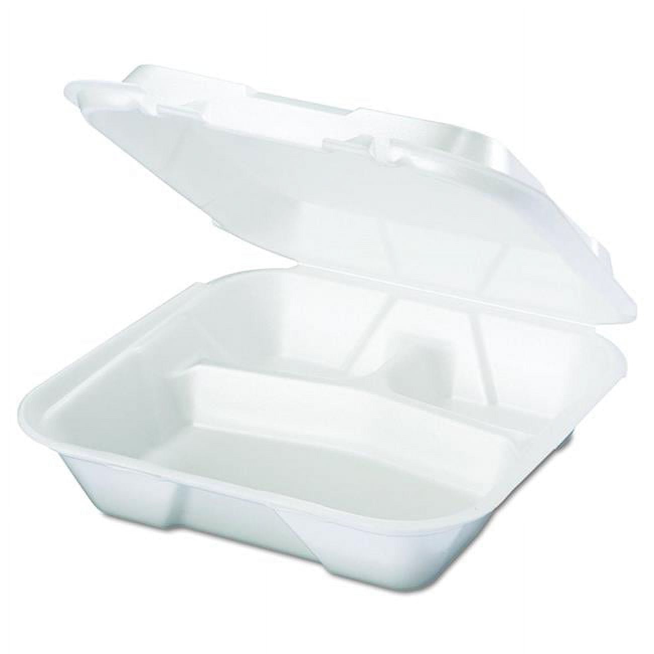 SN203 CPC Large 3 Compartment Hinged Foam Container, White - Case of 200 - Walmart.com