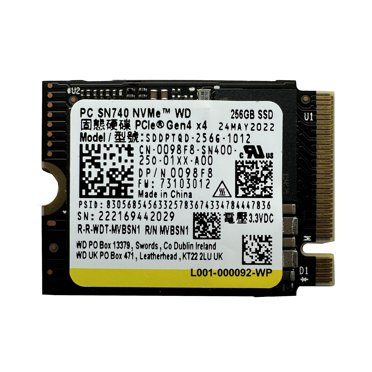 WD PC SN740 512GB M.2 2230 SSD NVMe PCIe 4x4 For Microsoft Surface ...