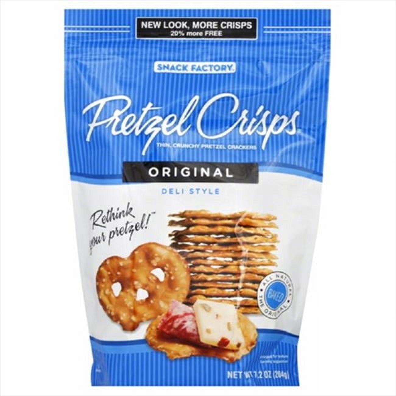 Snack Factory Pretzel Crisps, Original, 7.2 oz Pack of 12, Thin Baked ...