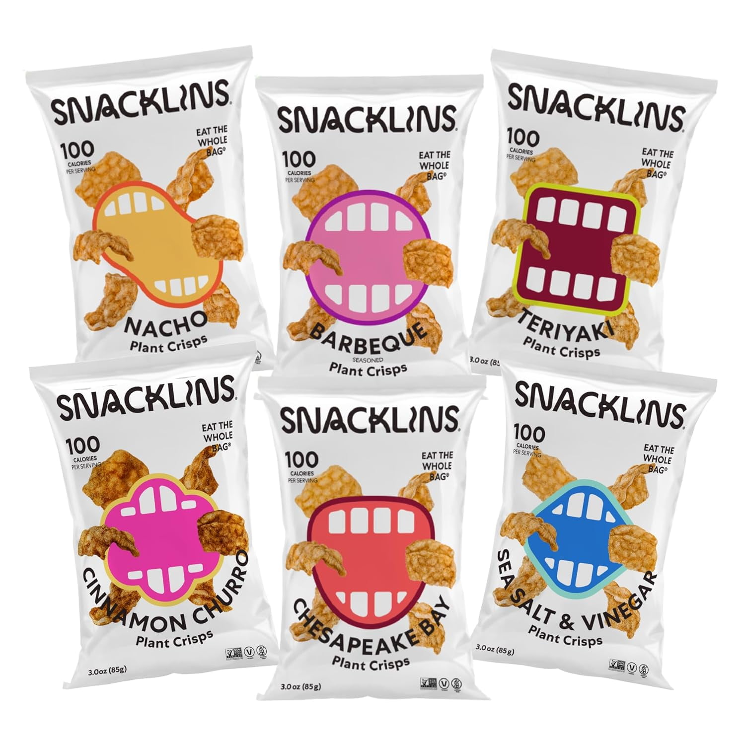 SNACKLINS Plan Based Crisps FAMILY SIZED BAGS - Gluen , Grain , Plan ...
