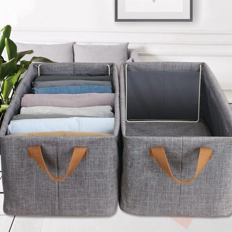 SNAG pack of 2pc FOLDABLE CLOTH STORAGE BOX WITH HANDLES COTTON AND ...