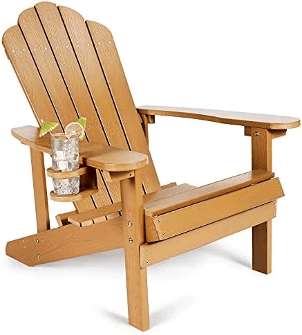 SNAN Adirondack Chair with Cup Holder, All-Weather Plastic Patio Chair ...