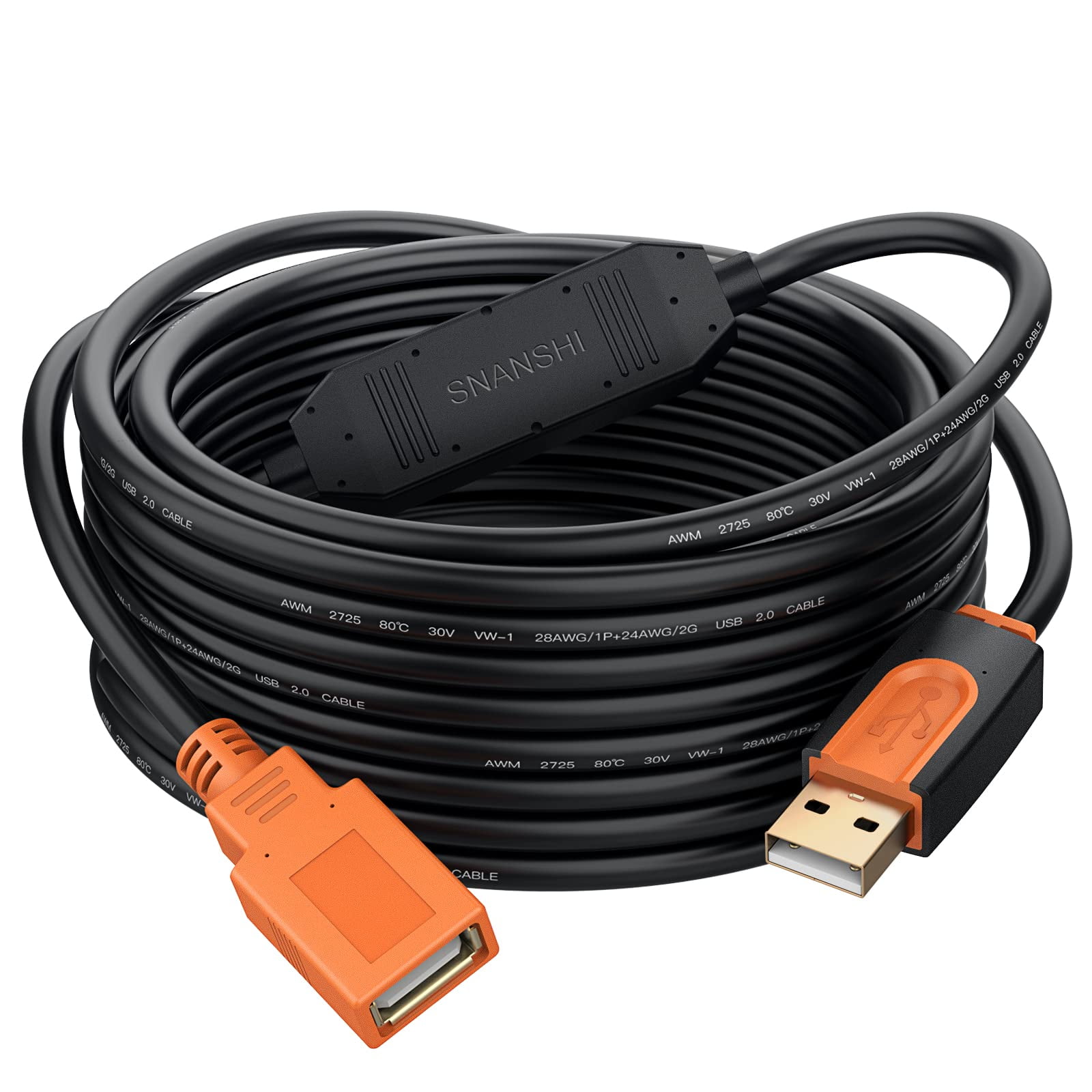 SNANSHI Active USB Extension Cable 30 ft USB 2.0 Extension Cable USB ...