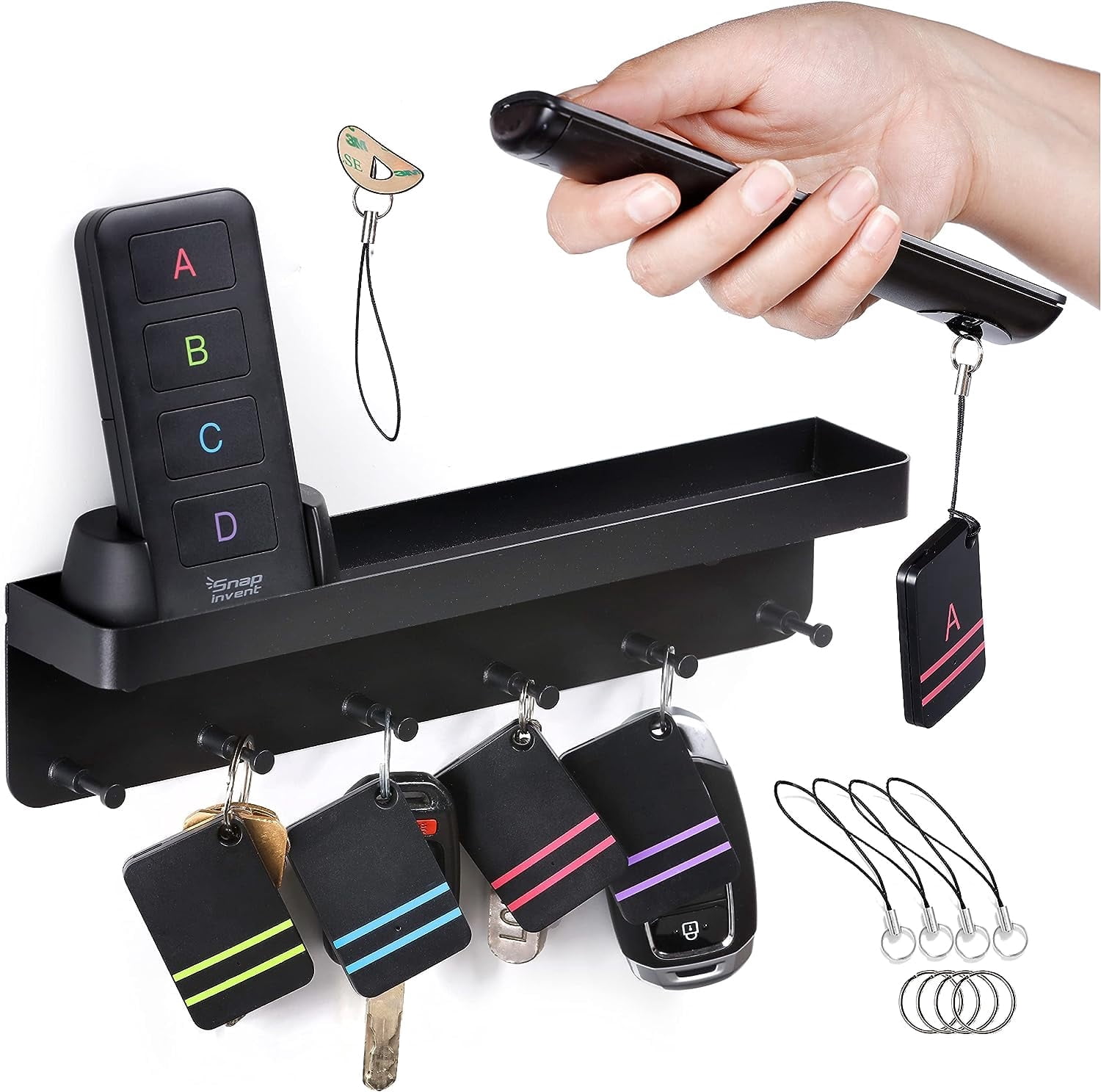SNAPINVENT Key Finder & Beeper Tracker Tags - Cover 50-100ft & 75-80 dB ...