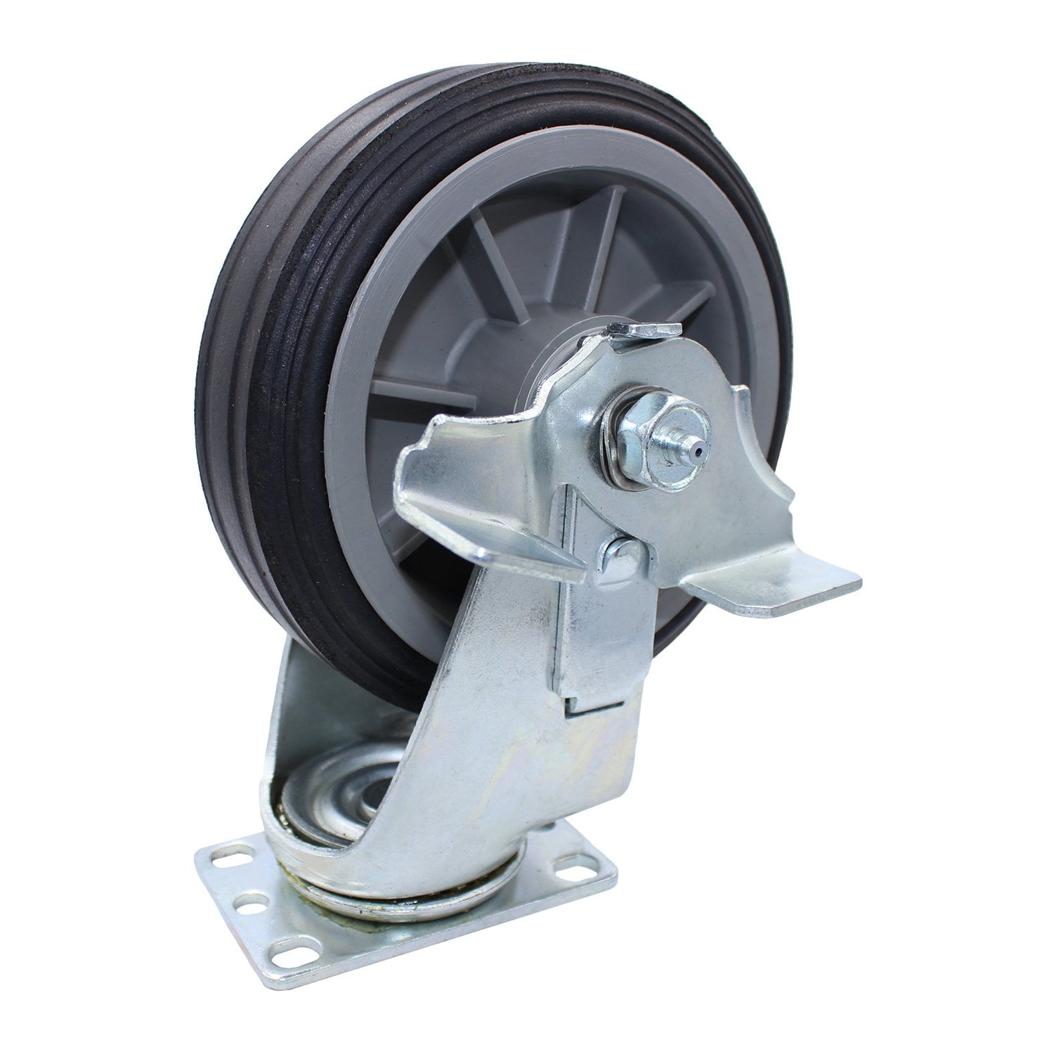 SNAP-LOC 375 lb Caster 6 Inch All-Terrain Solid Rubber Swivel-Brake ...