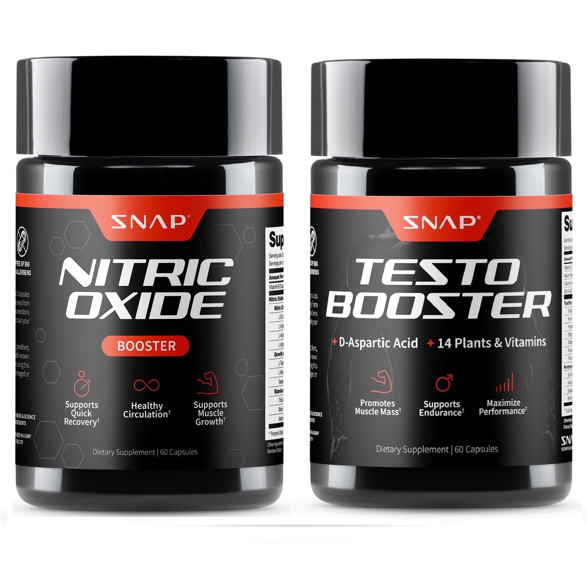 Snap Supplements Nitric Oxide Booster, Men's Testosterone Supplement ...