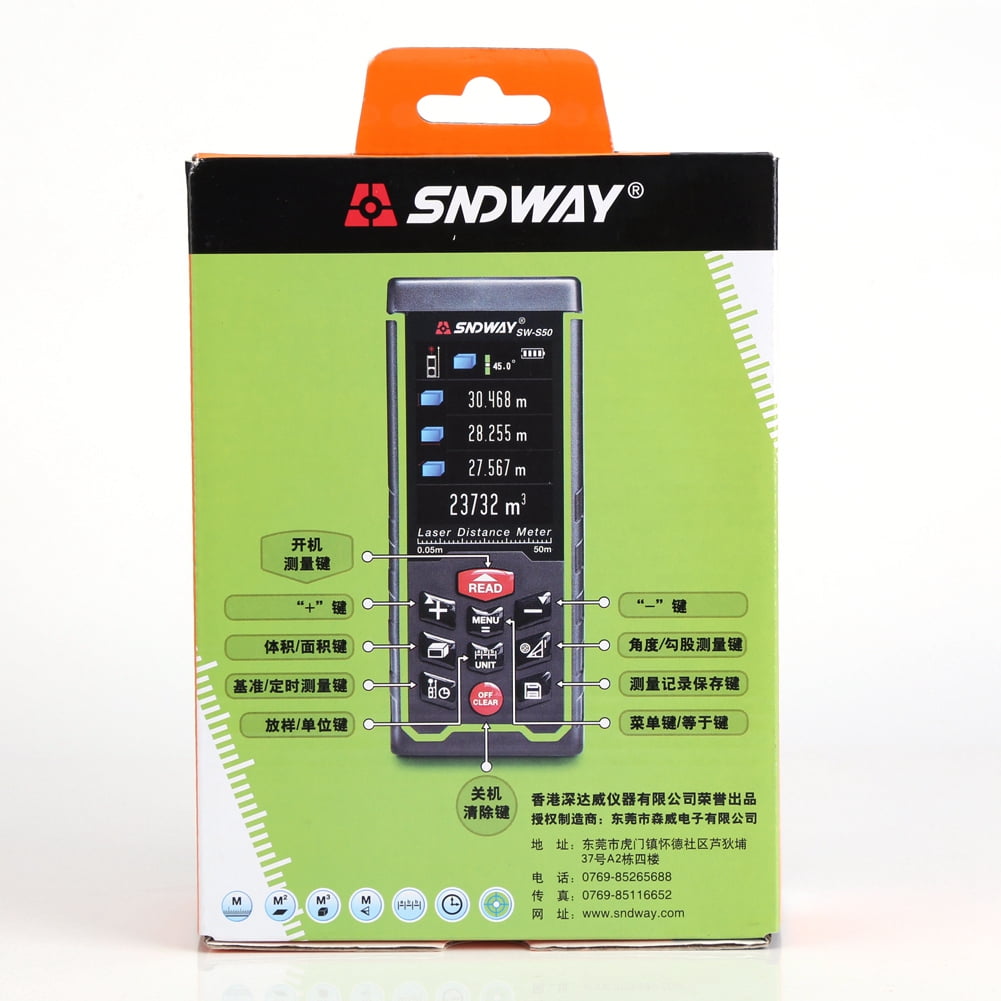 SNDWAY Handheld Digital Laser Distance Meter Calibration Length/Area ...