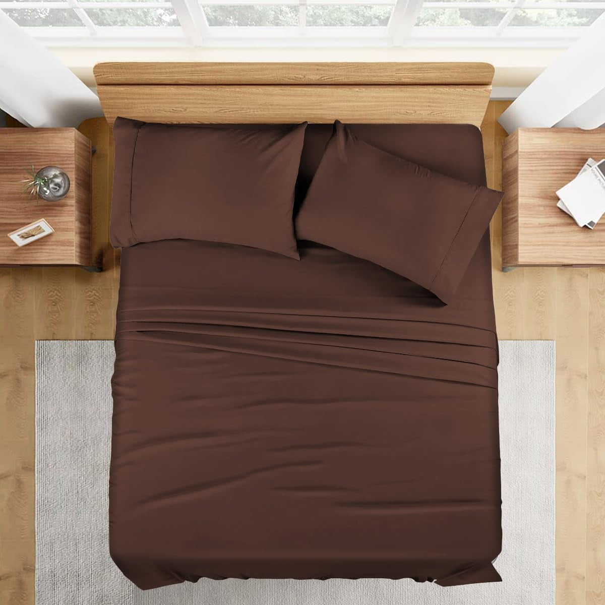 SNDecor Egyptian Cotton 6-Piece Sheet Set with 4 Pillowcases, Queen ...