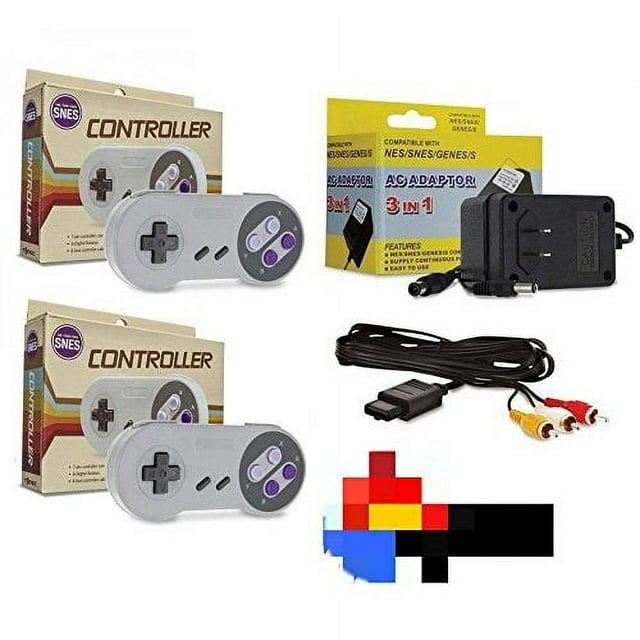 SNES Bundle 2 Controllers AC Adapter Power Cord & AV Cable Super ...