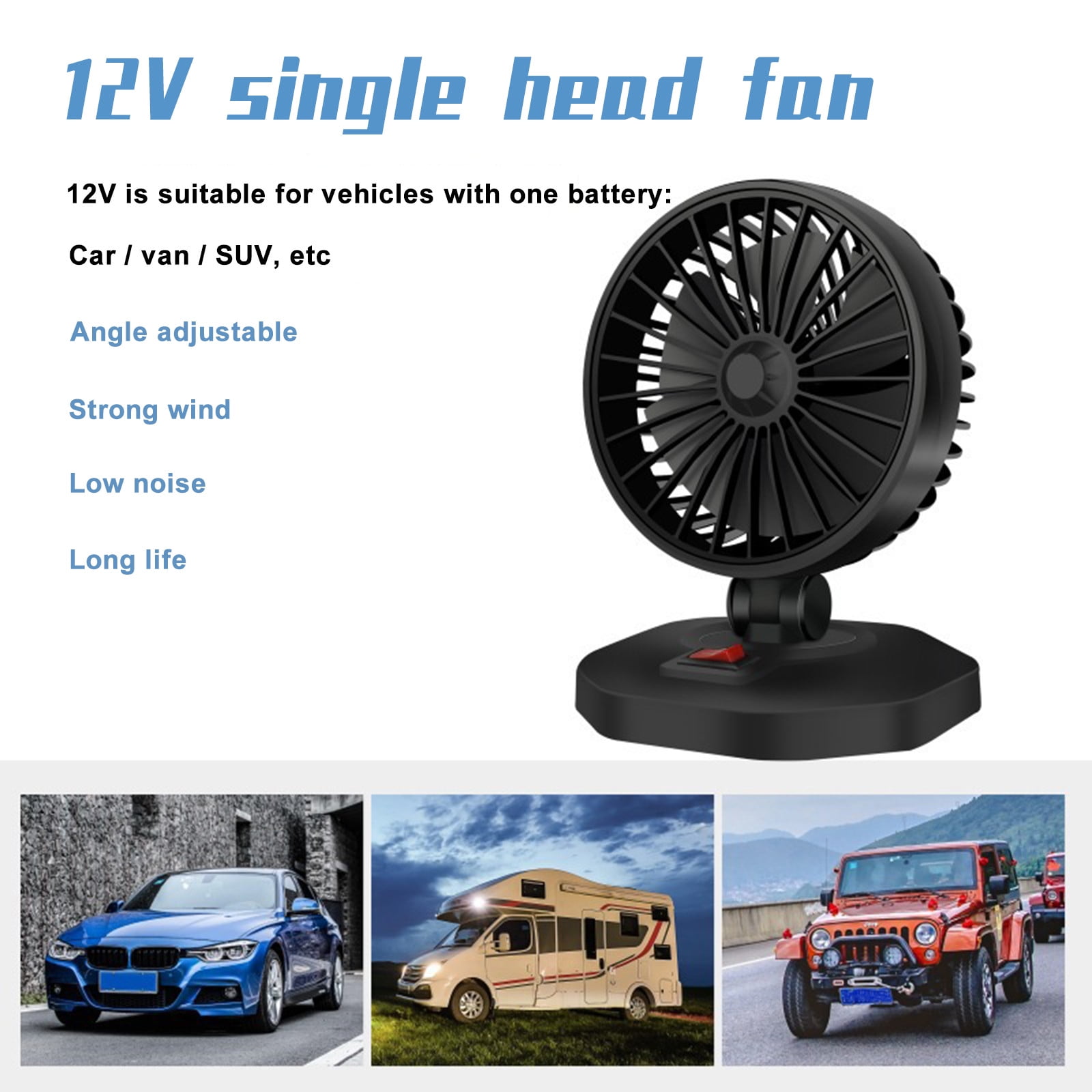 SNGMN 12V 360Â° Rotatable Car Fan - 2 Speed Circulator for Sedan SUV RV ...