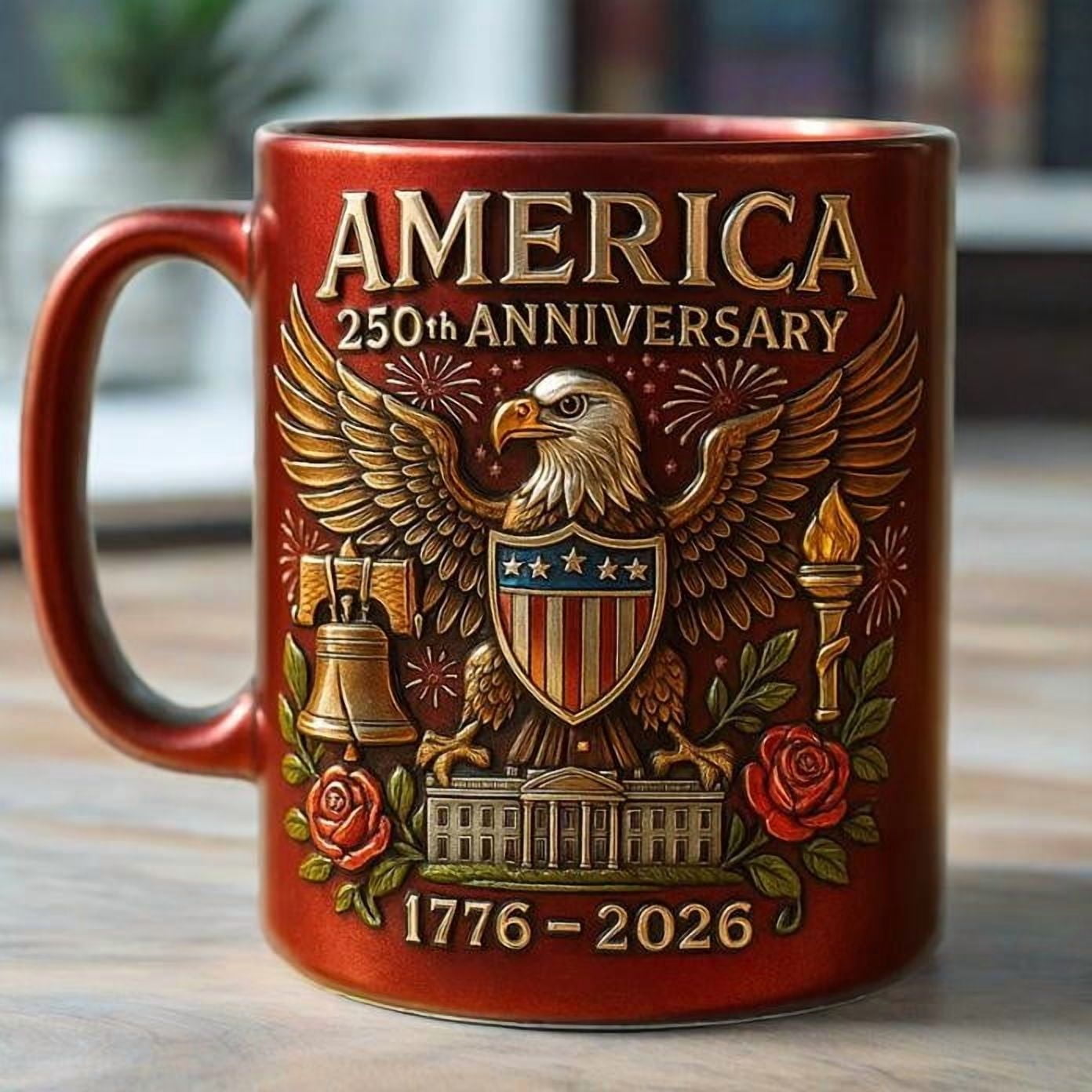 SNGMN 250th Anniversary Commemorative Mug, Ceramic USA Tribute, Perfect Gift for Patriots and ...