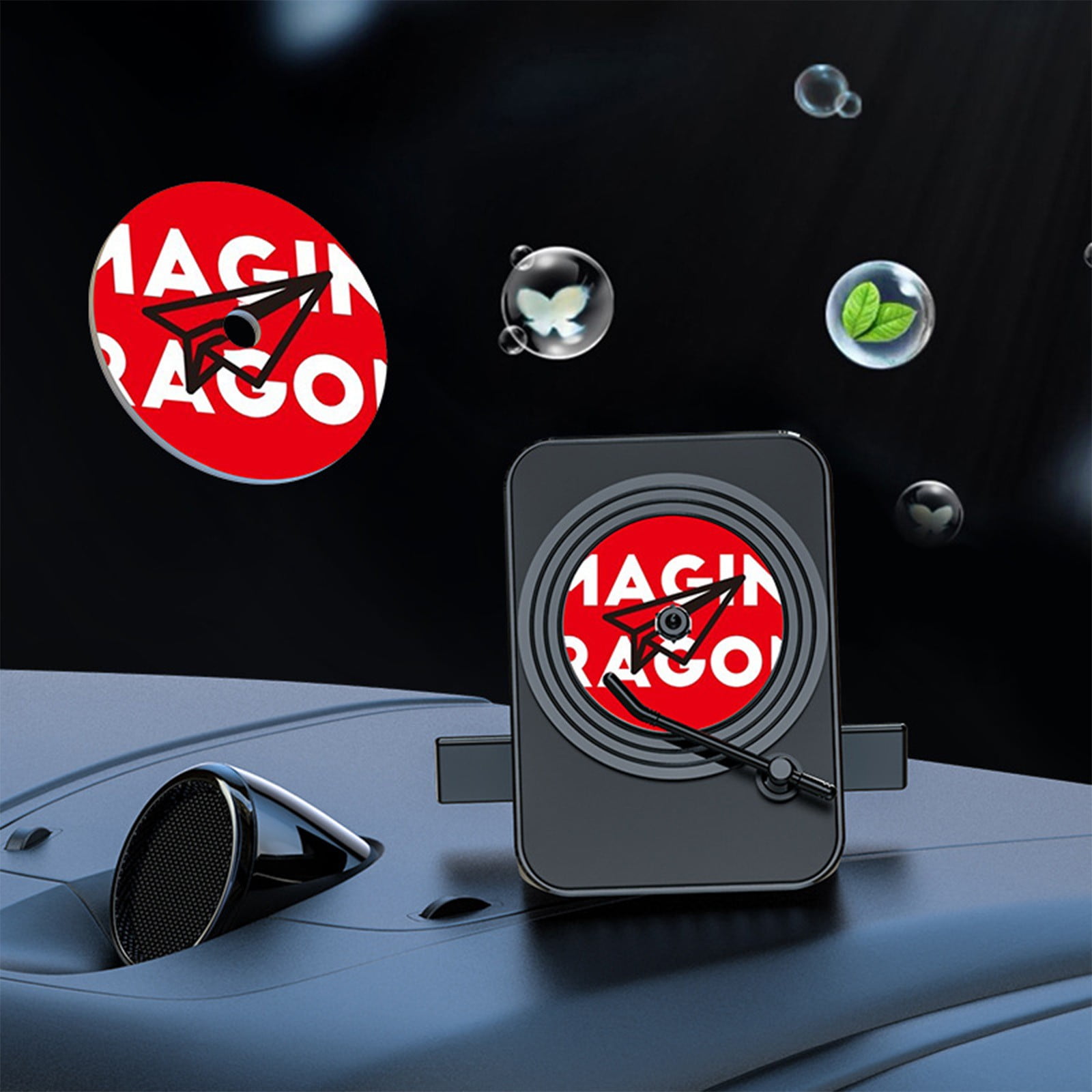 SNGMN Car Air Freshener & Decor - Solar-Powered Record Player Shape Car ...