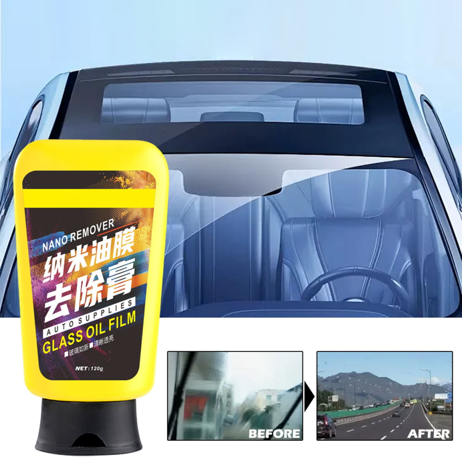 SNGMN Car Oil Film Removal Cream, Windshield Stain Cleaner, Heavy Oil ...