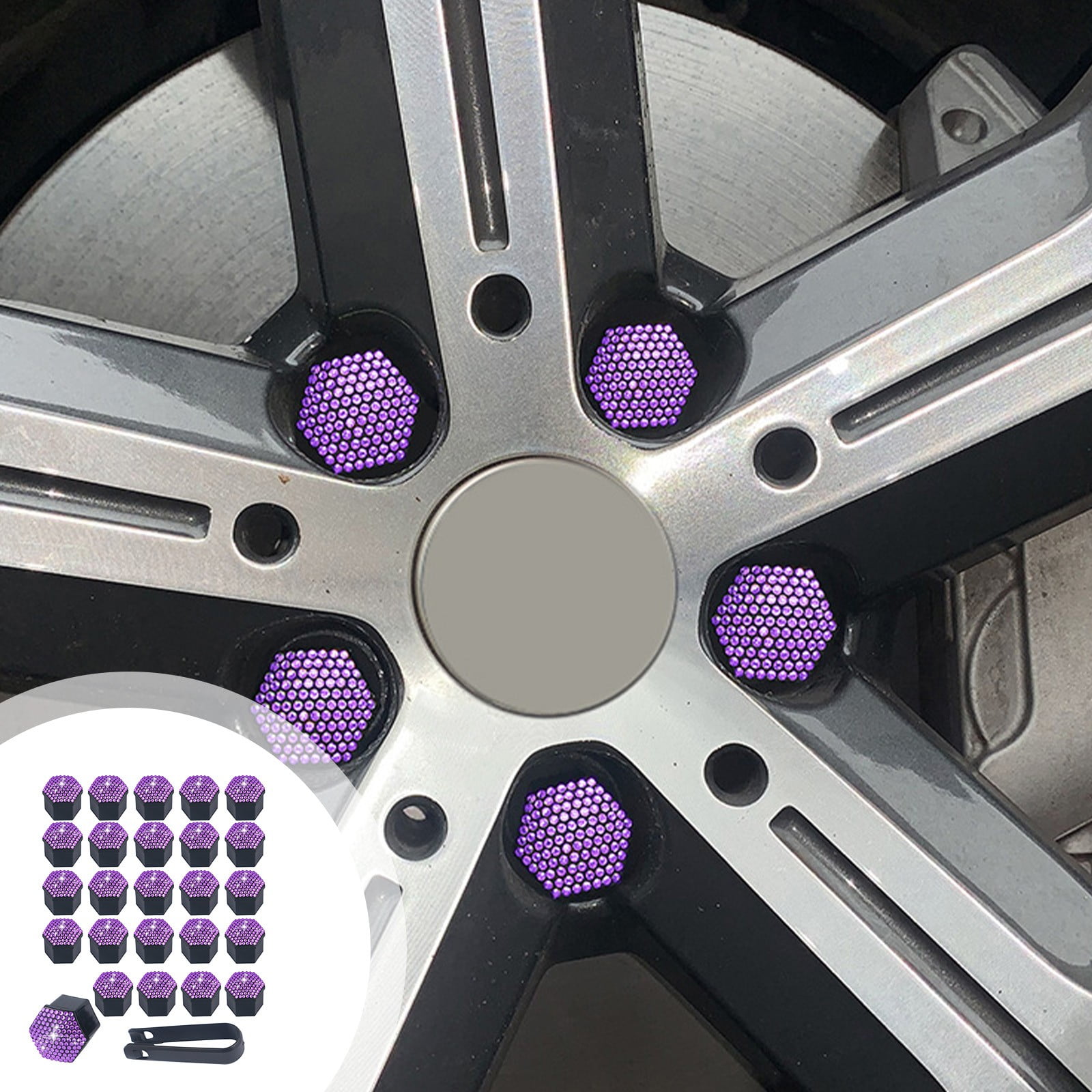 SNGMN Diamond Studded Car Tire Nut Cover - Wheel Hub Screw Cap for ...