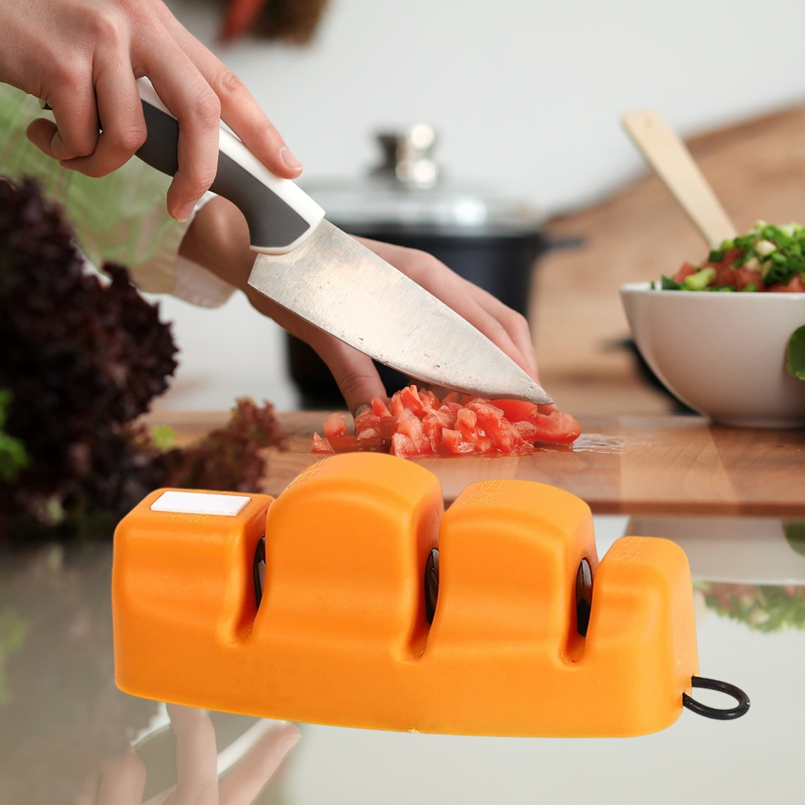 SNGMN Double Sided Knife Sharpener with Non-Slip Base, Household ...