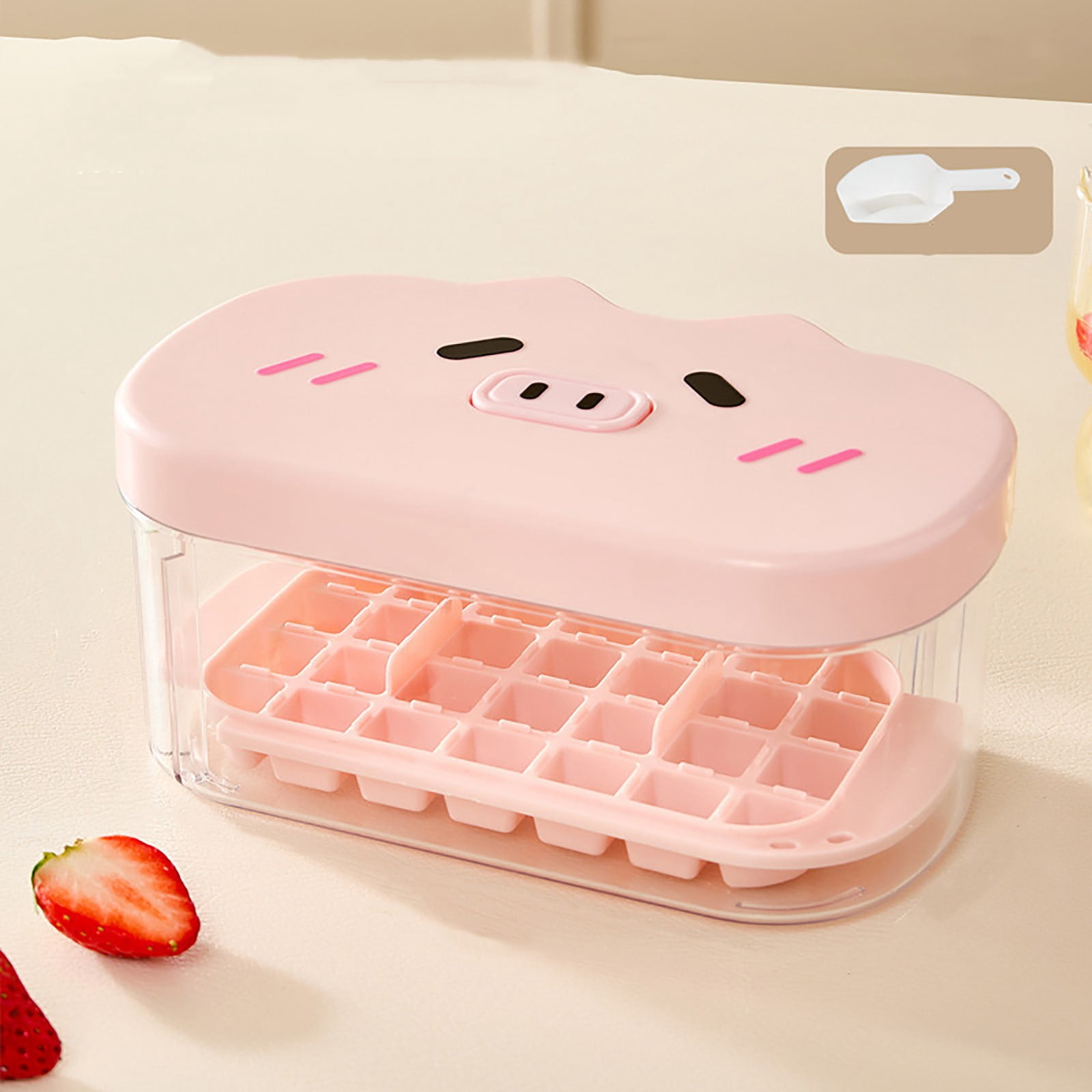 SNGMN Fun Pig Ice Tray with One-Press Release and Ice Shovel for ...