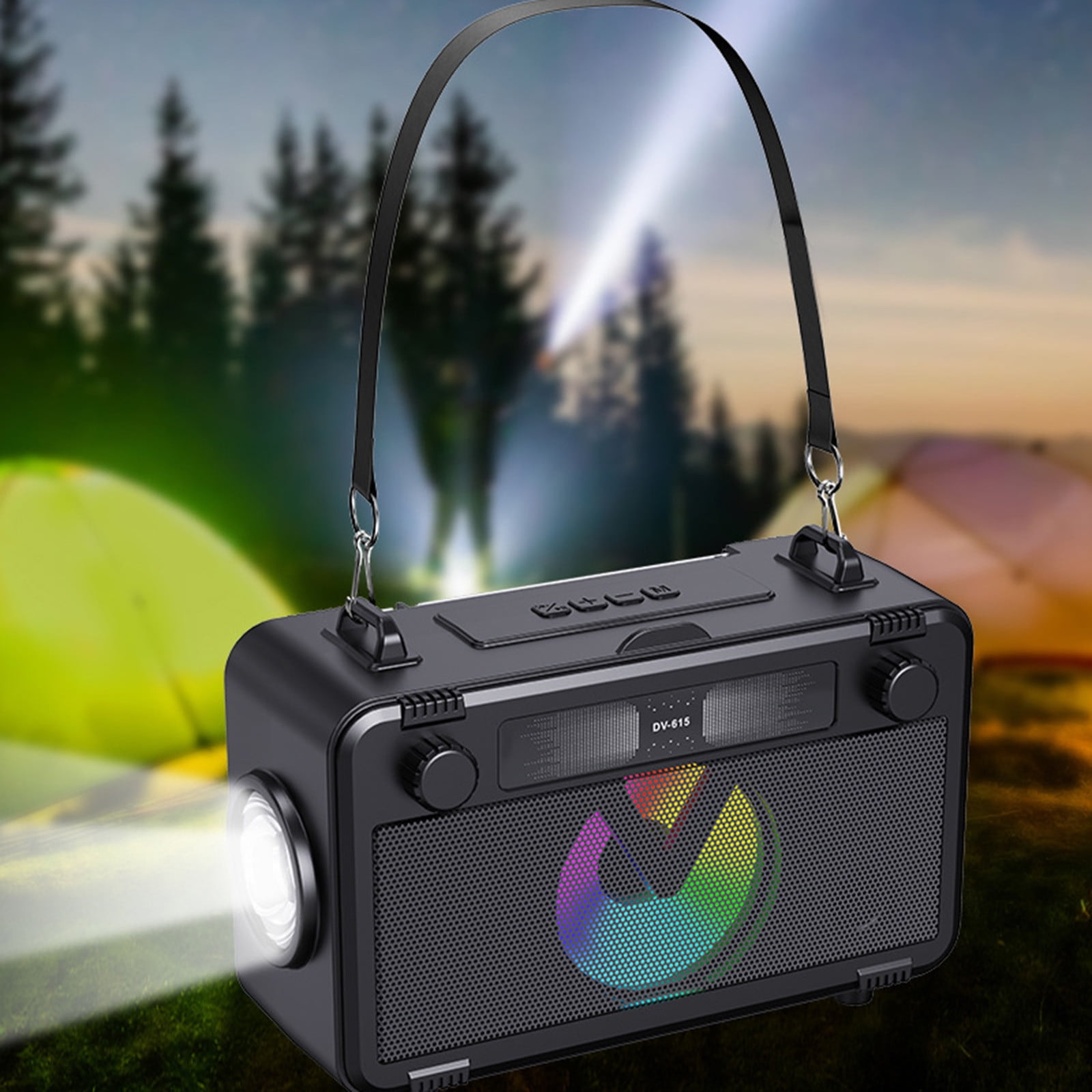 SNGMN Outdoor Solar Bluetooth Speaker with Subwoofer, LED Lights, FM ...