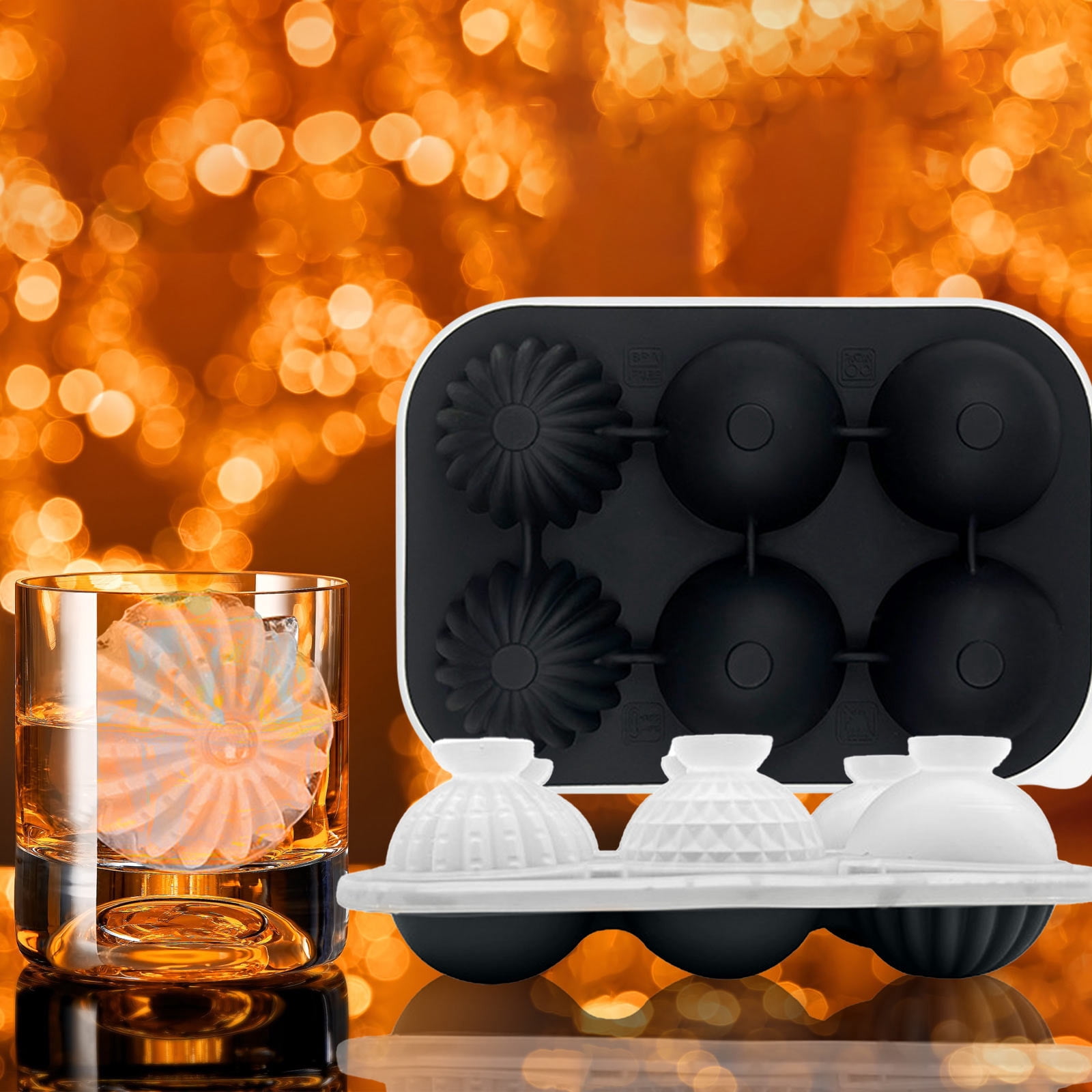 SNGMN Silicone Ice Molds 6 Cavity Flower Round Shapes Reusable Ice ...